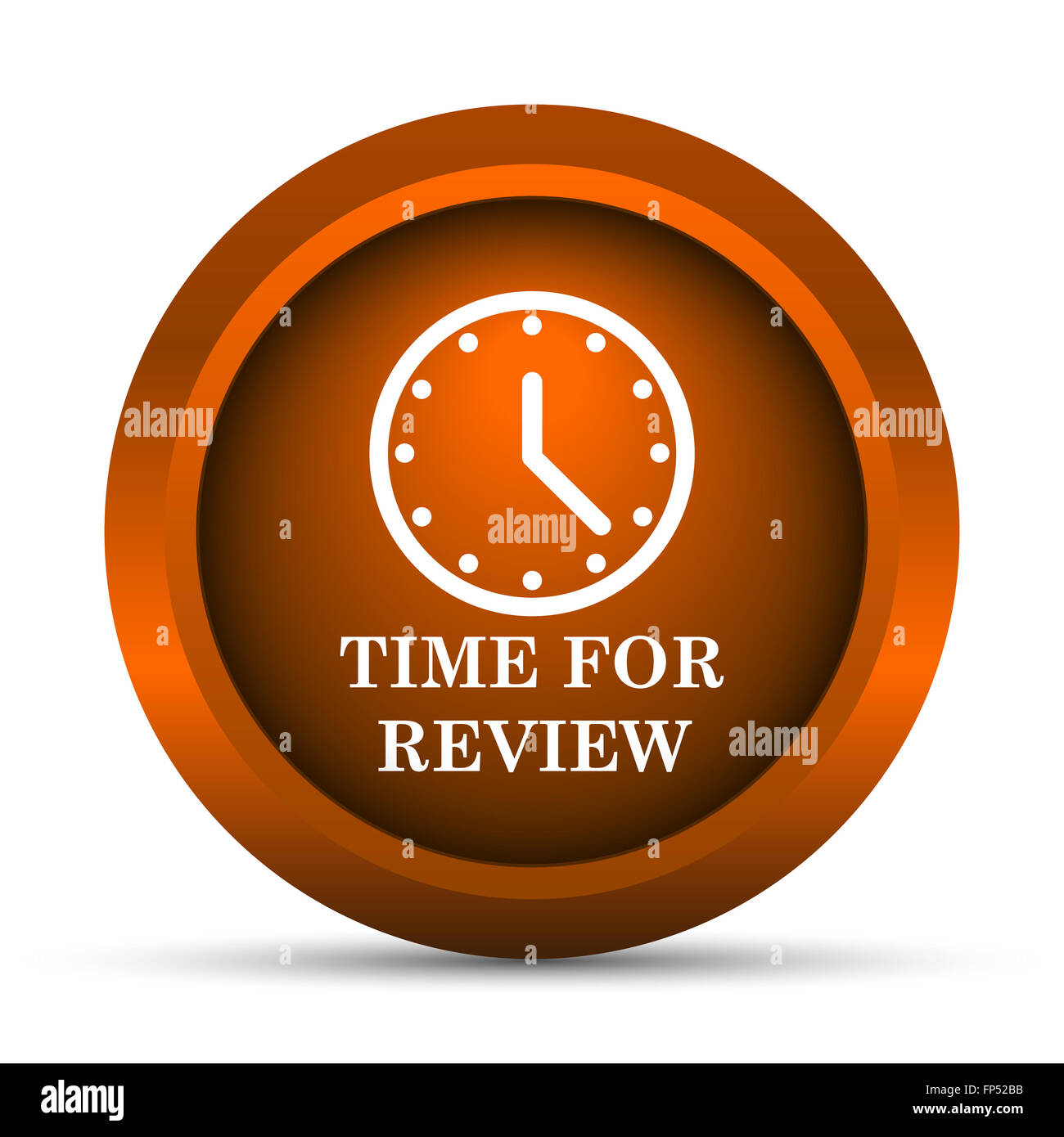 Time for review icon. Internet button on white background Stock Photo ...