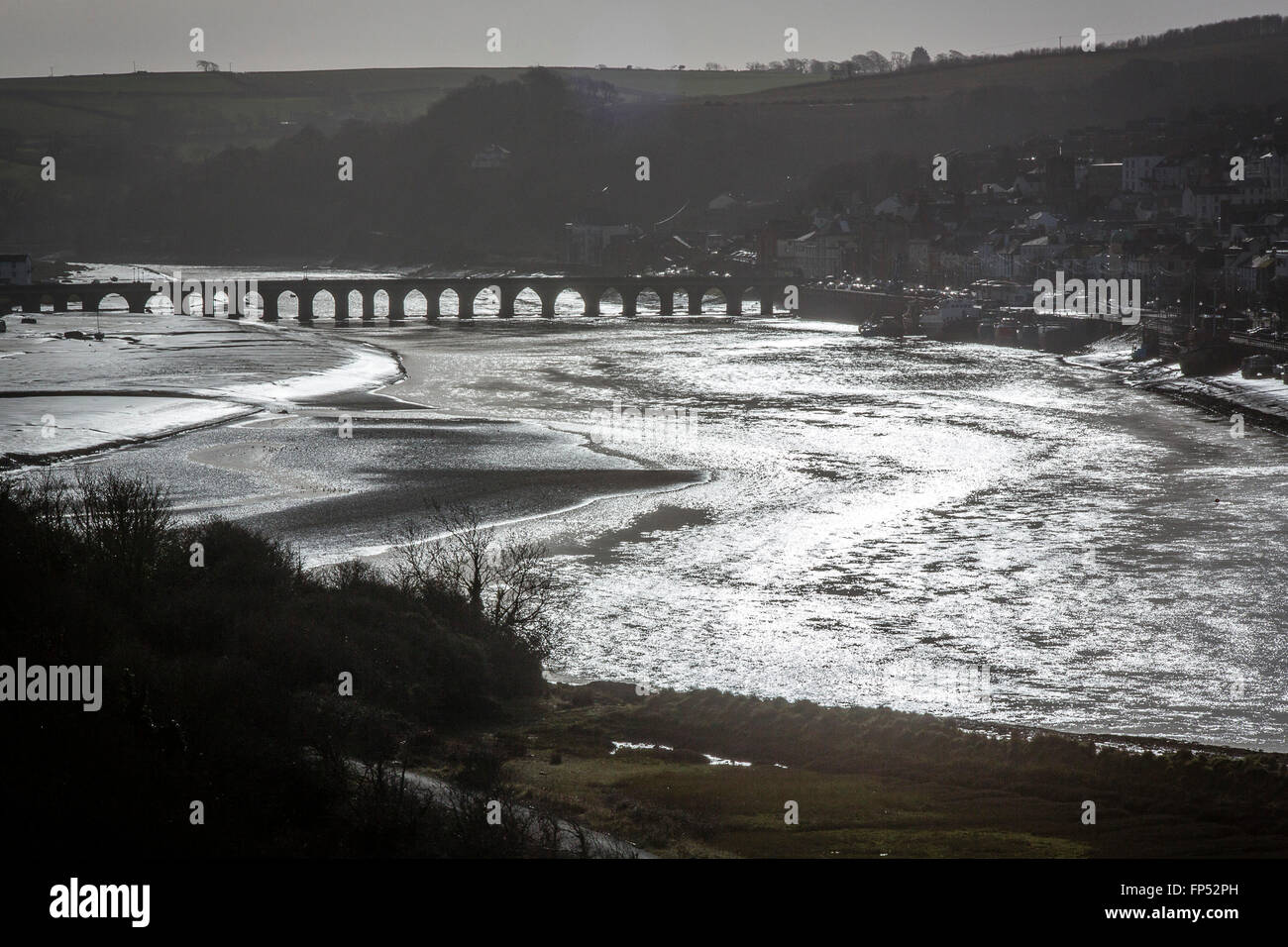 View of Bideford, North Devon and the river Torridge from the Torridge ...