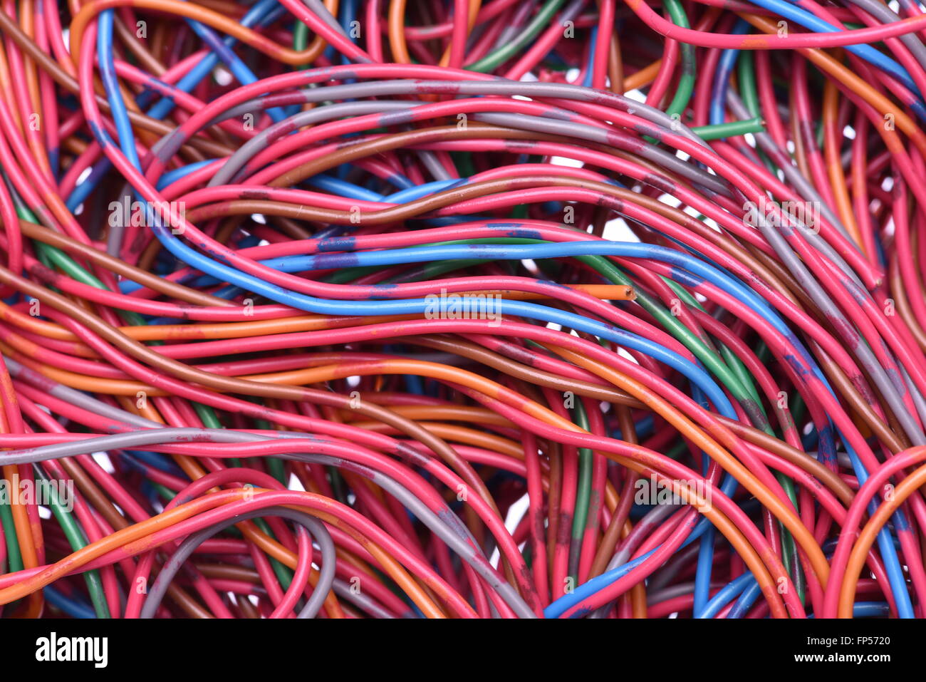 Closeup colored cables and wires Stock Photo - Alamy