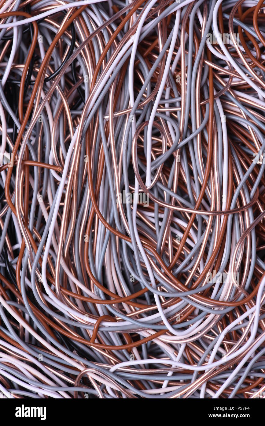 Closeup colored cables and wires Stock Photo - Alamy