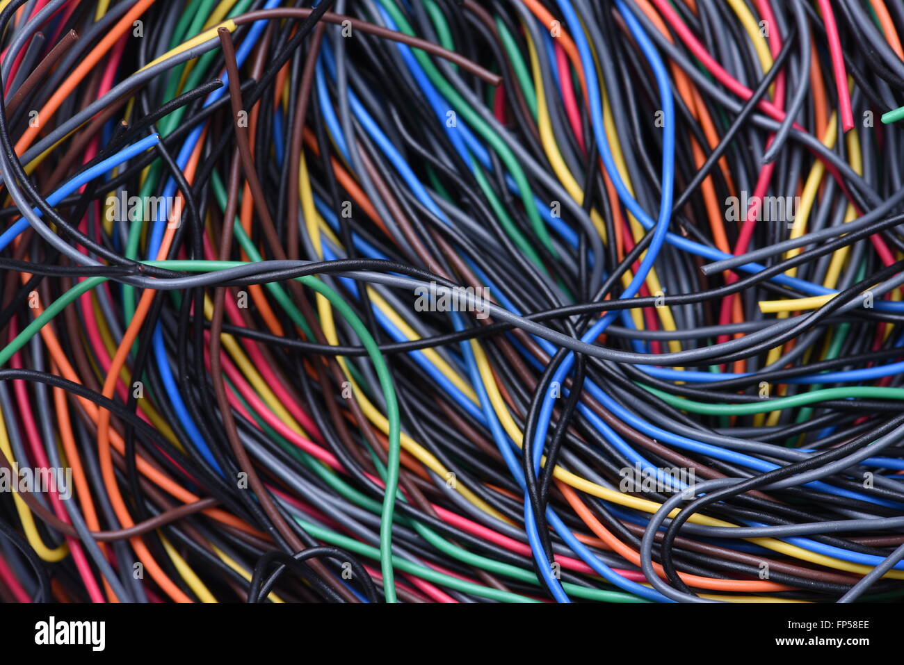 Closeup colored cables and wires Stock Photo - Alamy