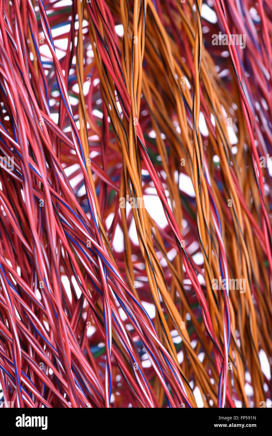 Closeup colored cables and wires Stock Photo - Alamy