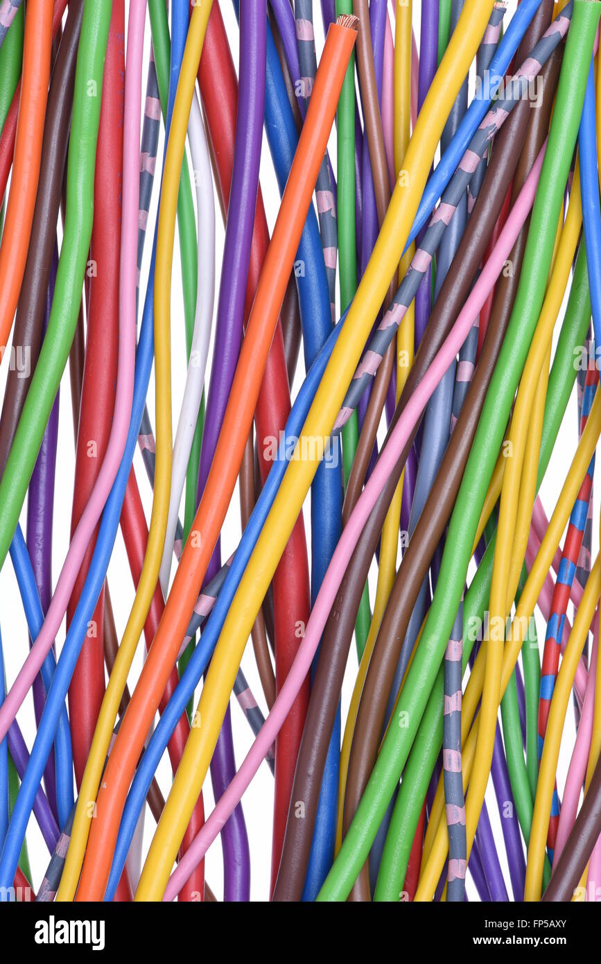 Colored electrical cables Stock Photo - Alamy