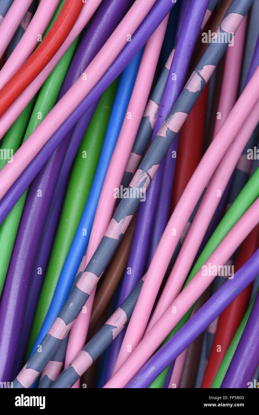 Colored electrical cables Stock Photo - Alamy
