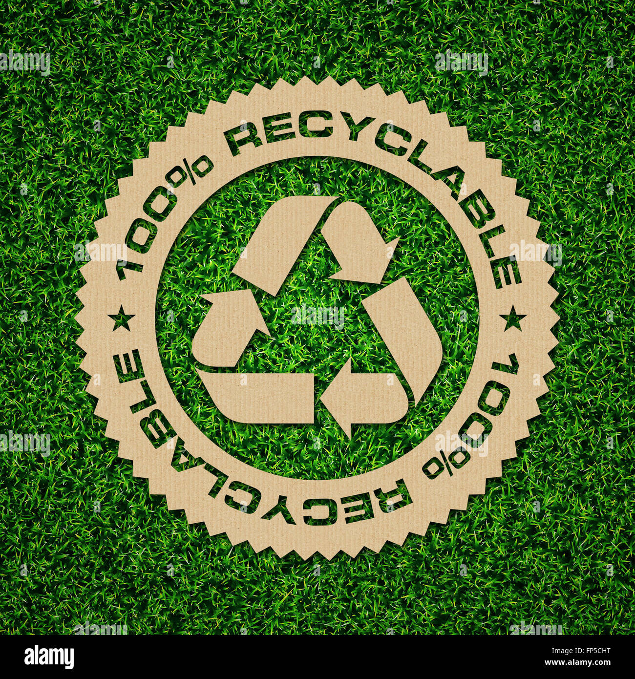 Recycle, reduce, reuse icon symbol concept on green grass Stock Photo ...