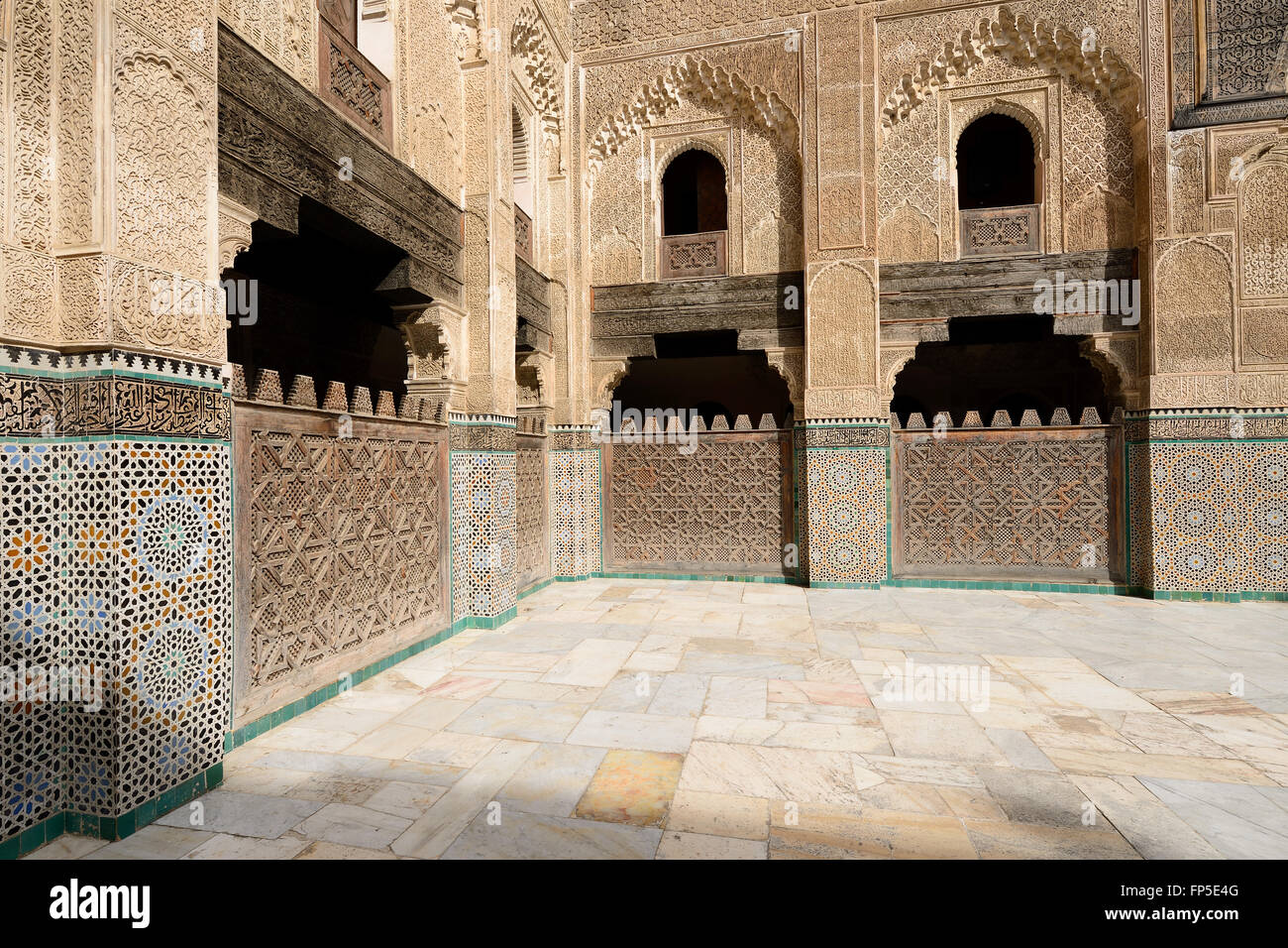 The interior of the Madrasa Bou Stock Photo - Alamy