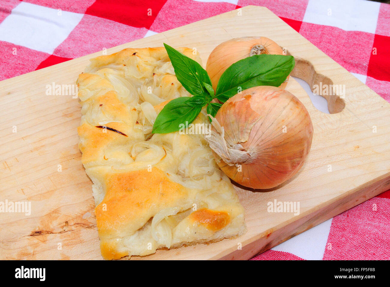 Focaccia con cipolle, traditional focaccia bread with onions, Genoa ...