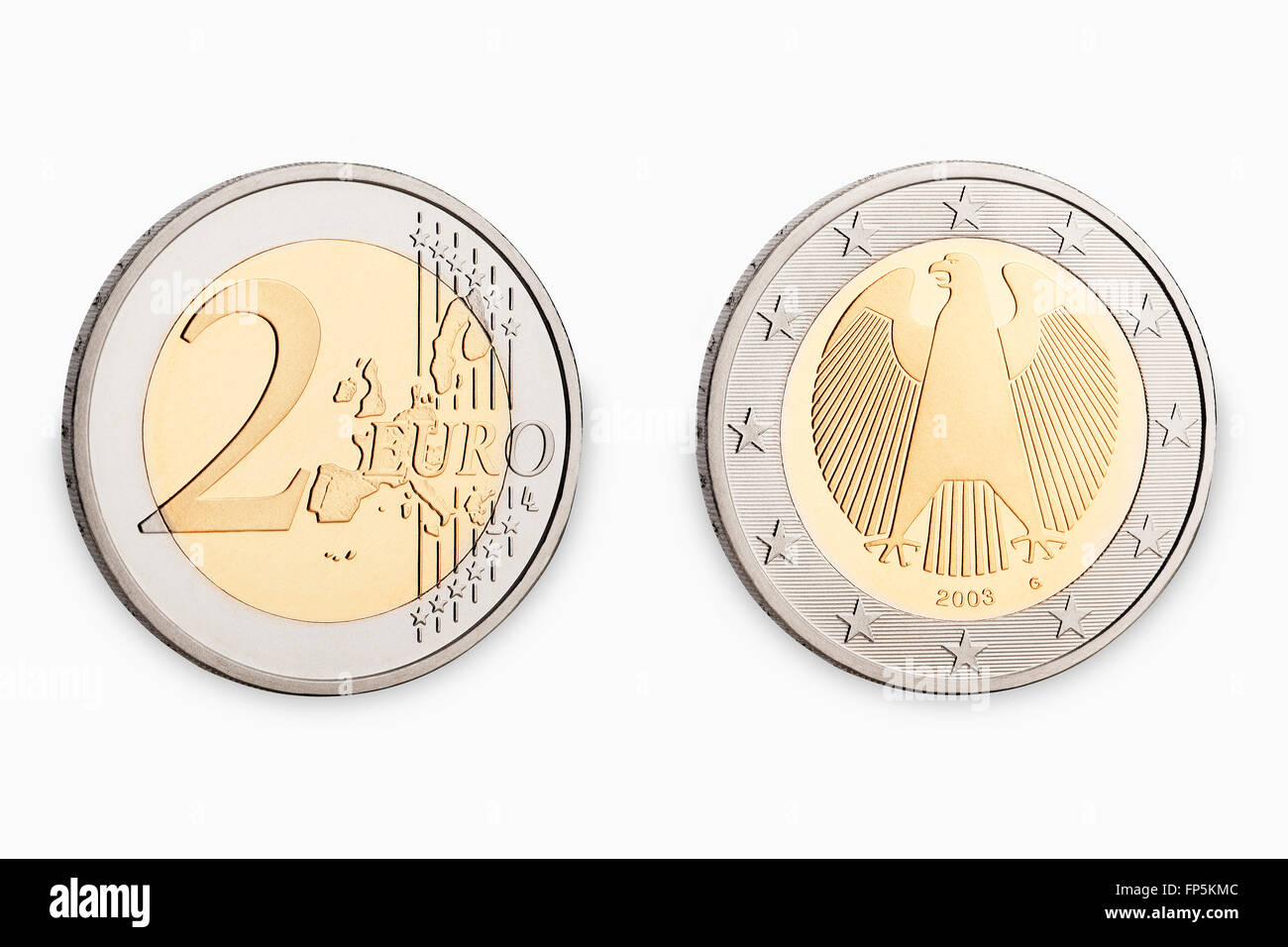 two euro coin isolated on white background Stock Photo - Alamy