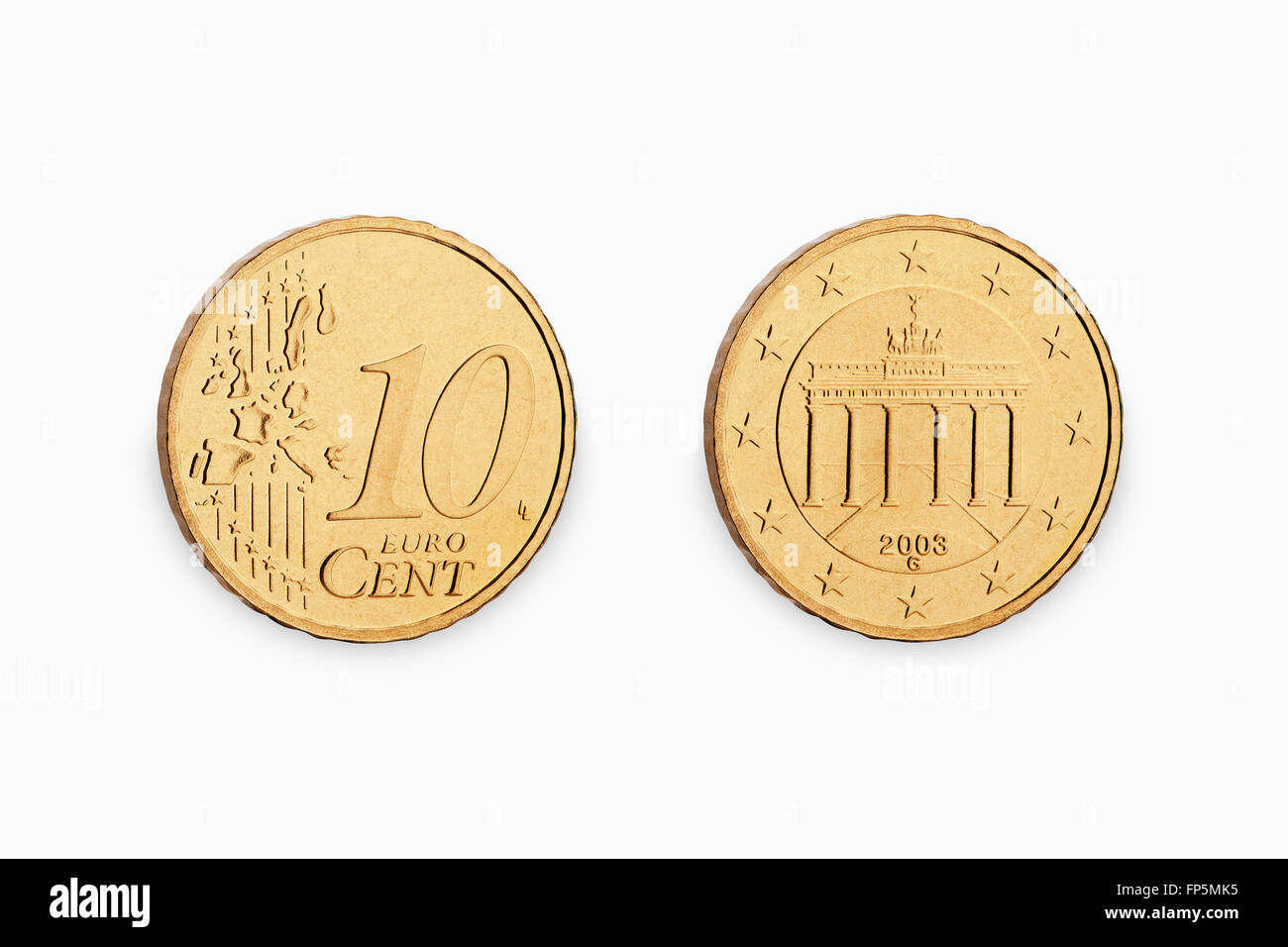 ten euro coin cent isolated on white background Stock Photo - Alamy