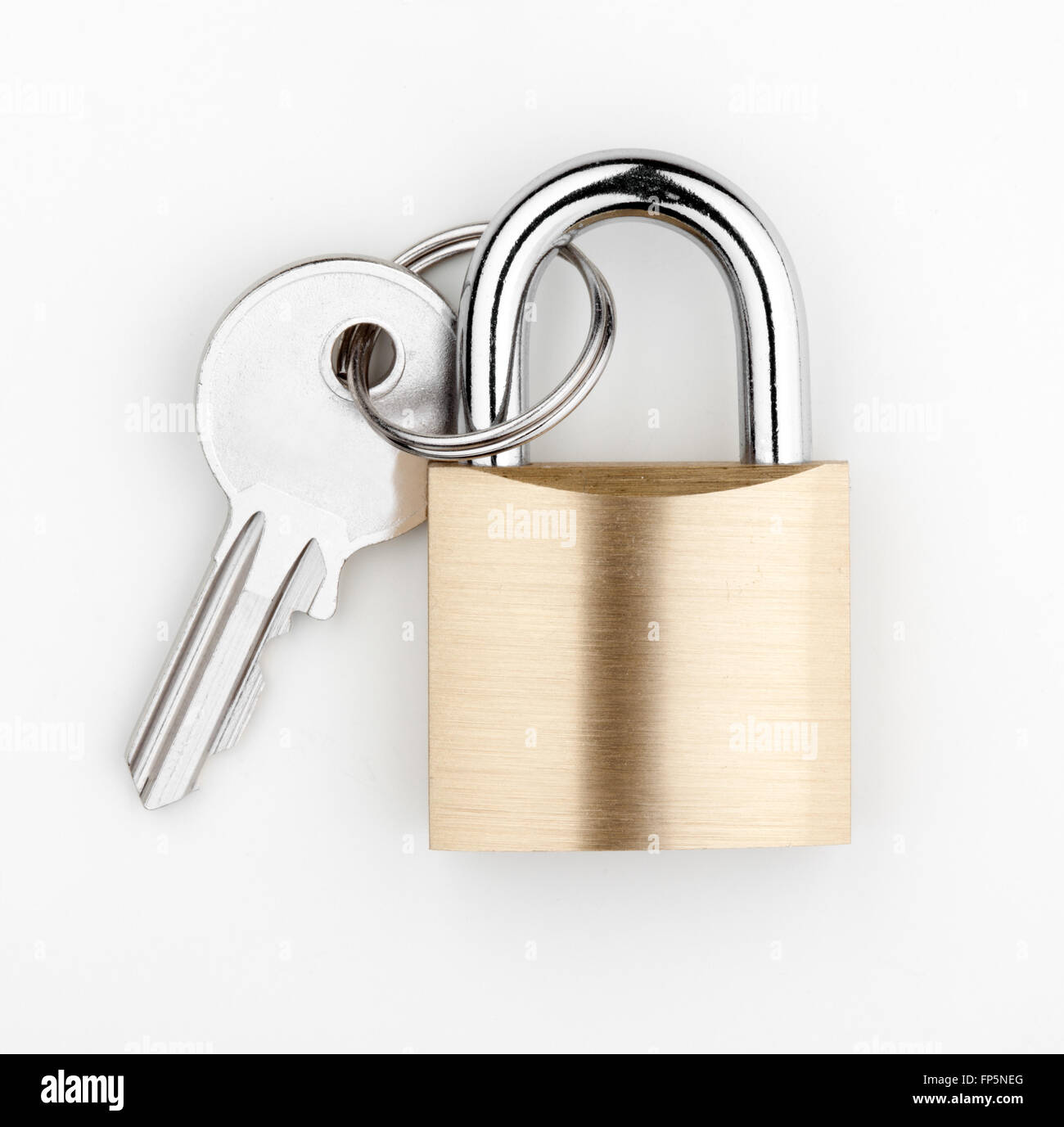 Lock and key on white background Stock Photo - Alamy