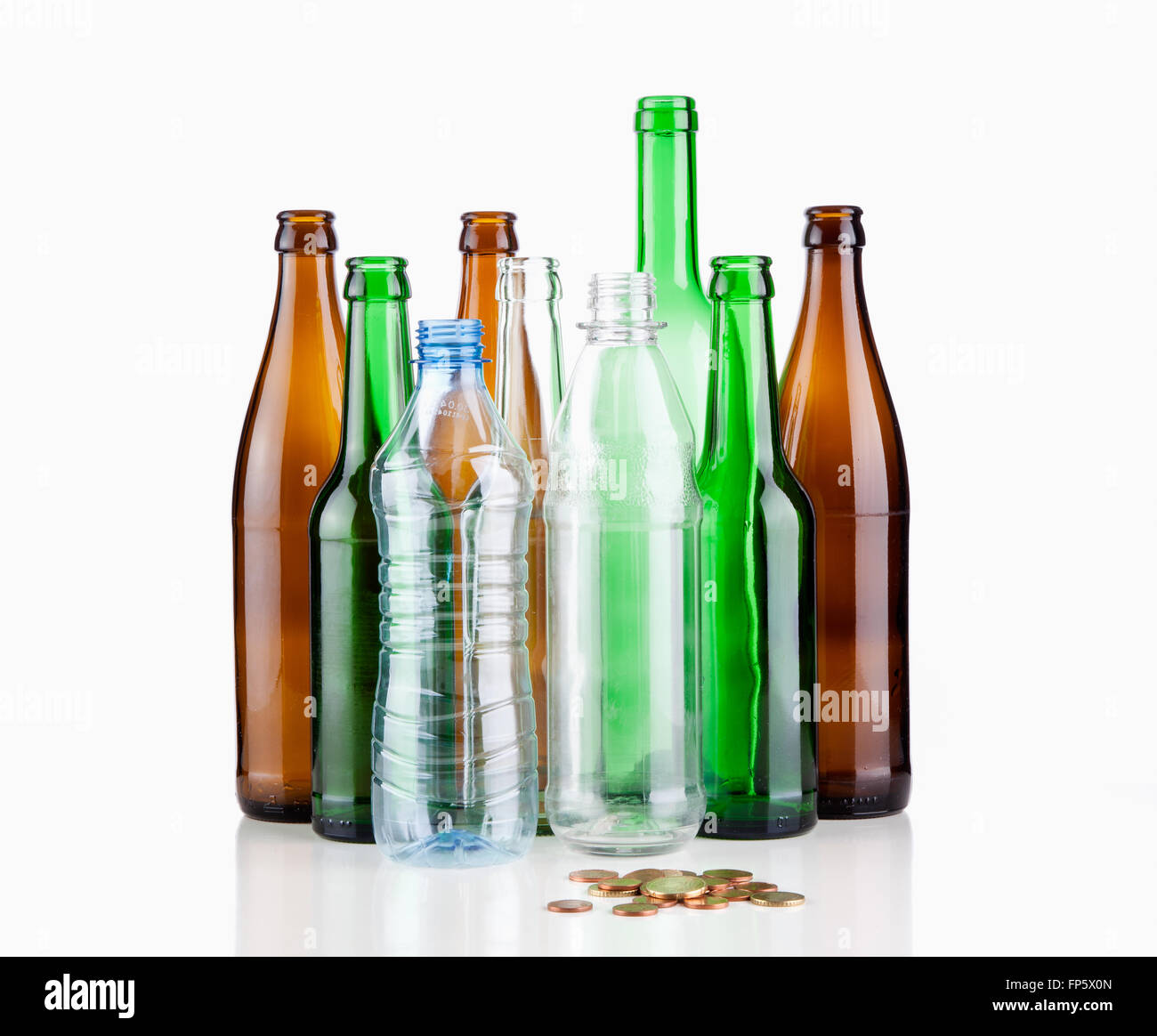 Empty bottles close-up isolated on white background Stock Photo - Alamy