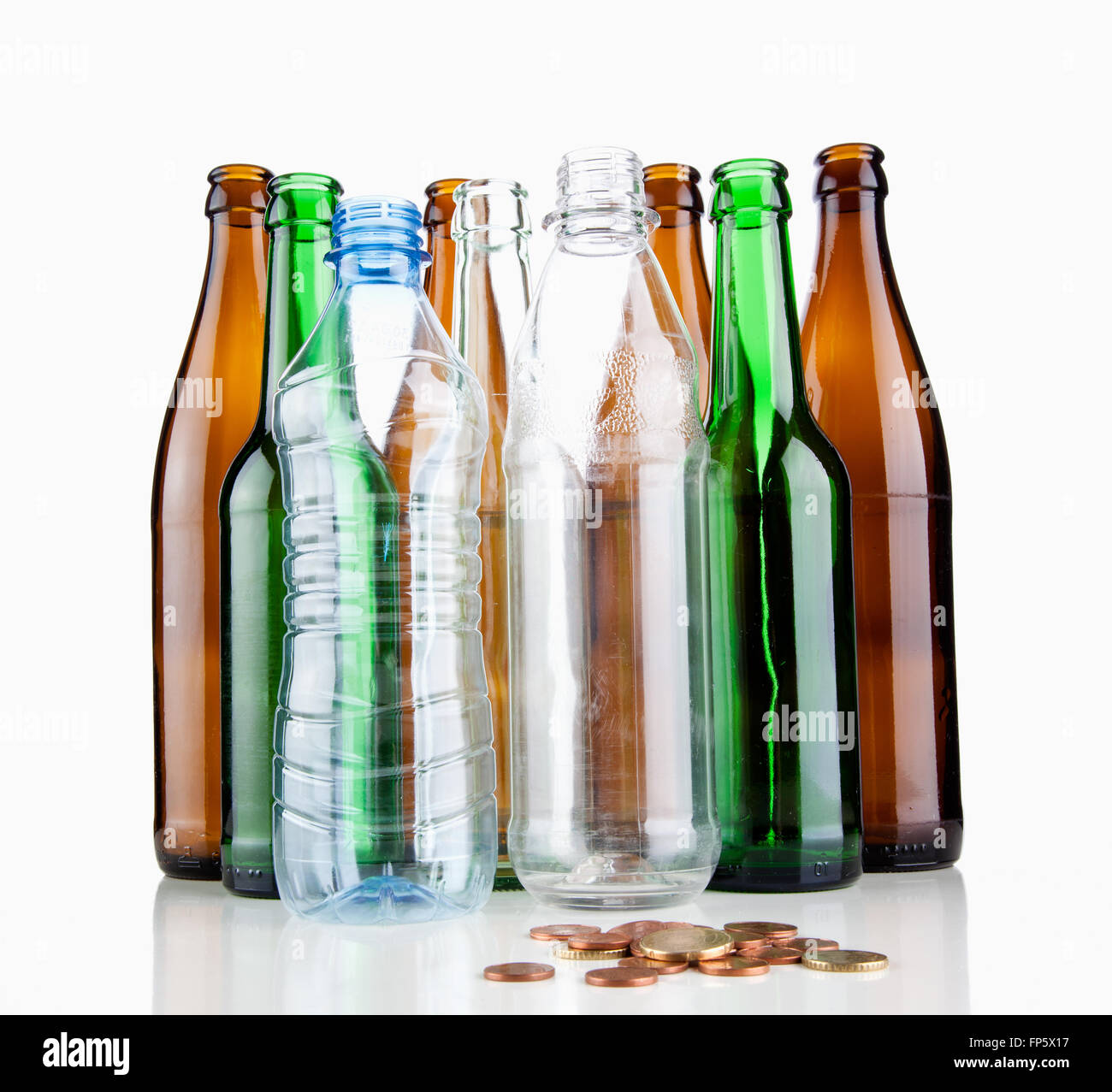 Empty bottles close-up isolated on white background Stock Photo - Alamy