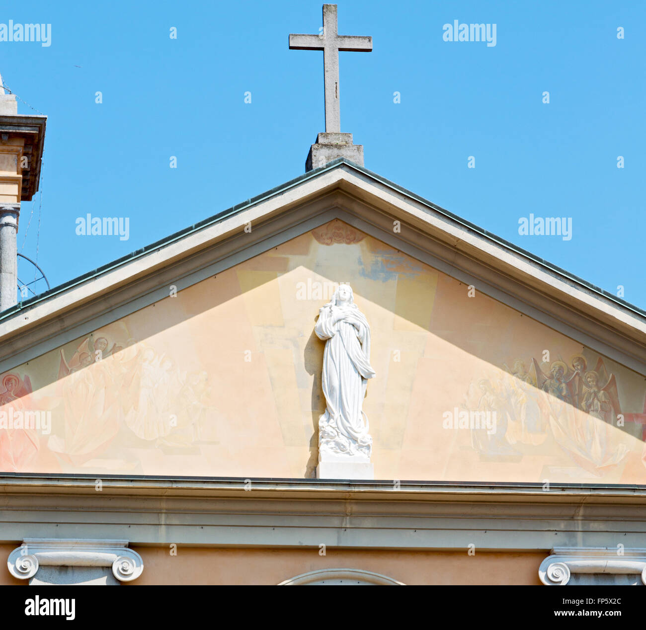 marble in old historical construction italy europe milan and statue ...