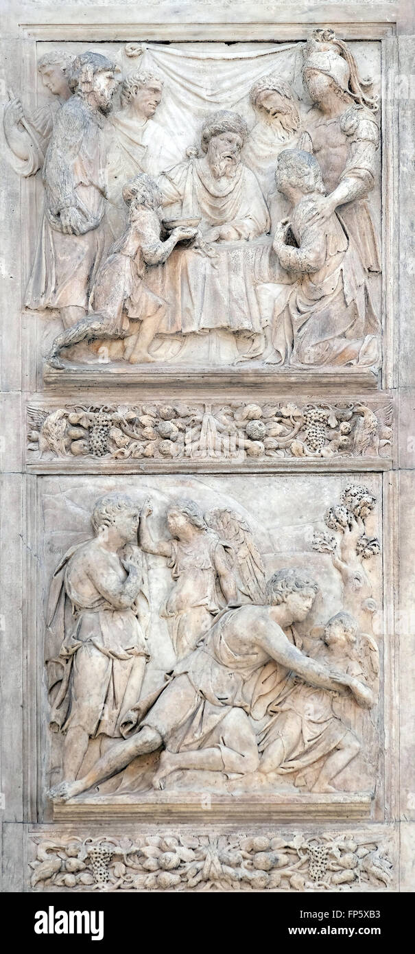 Jacob and the Angel up and Benjamin brings the cup to Pharaoh, left ...