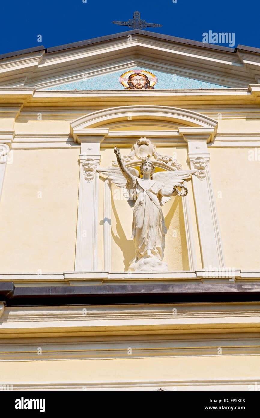 marble in old historical construction italy europe milan and statue ...