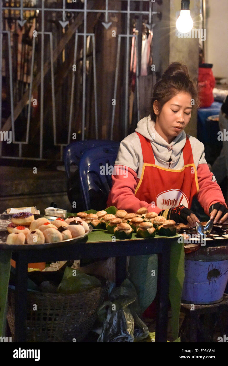 Luang Prabang , night market khao nom kok, bite-sized Lao coconut cakes ...