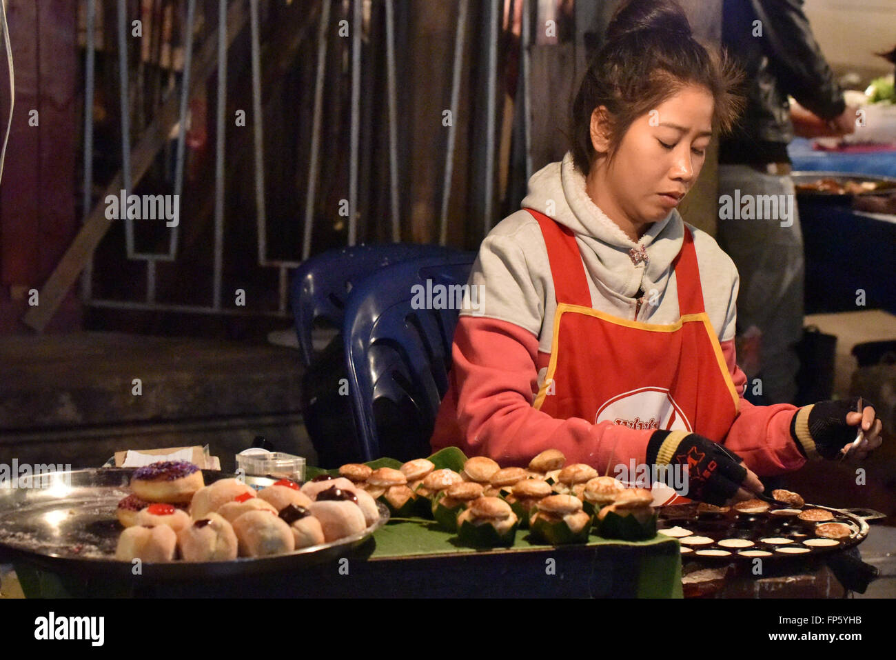 Luang Prabang , night market khao nom kok, bite-sized Lao coconut cakes ...