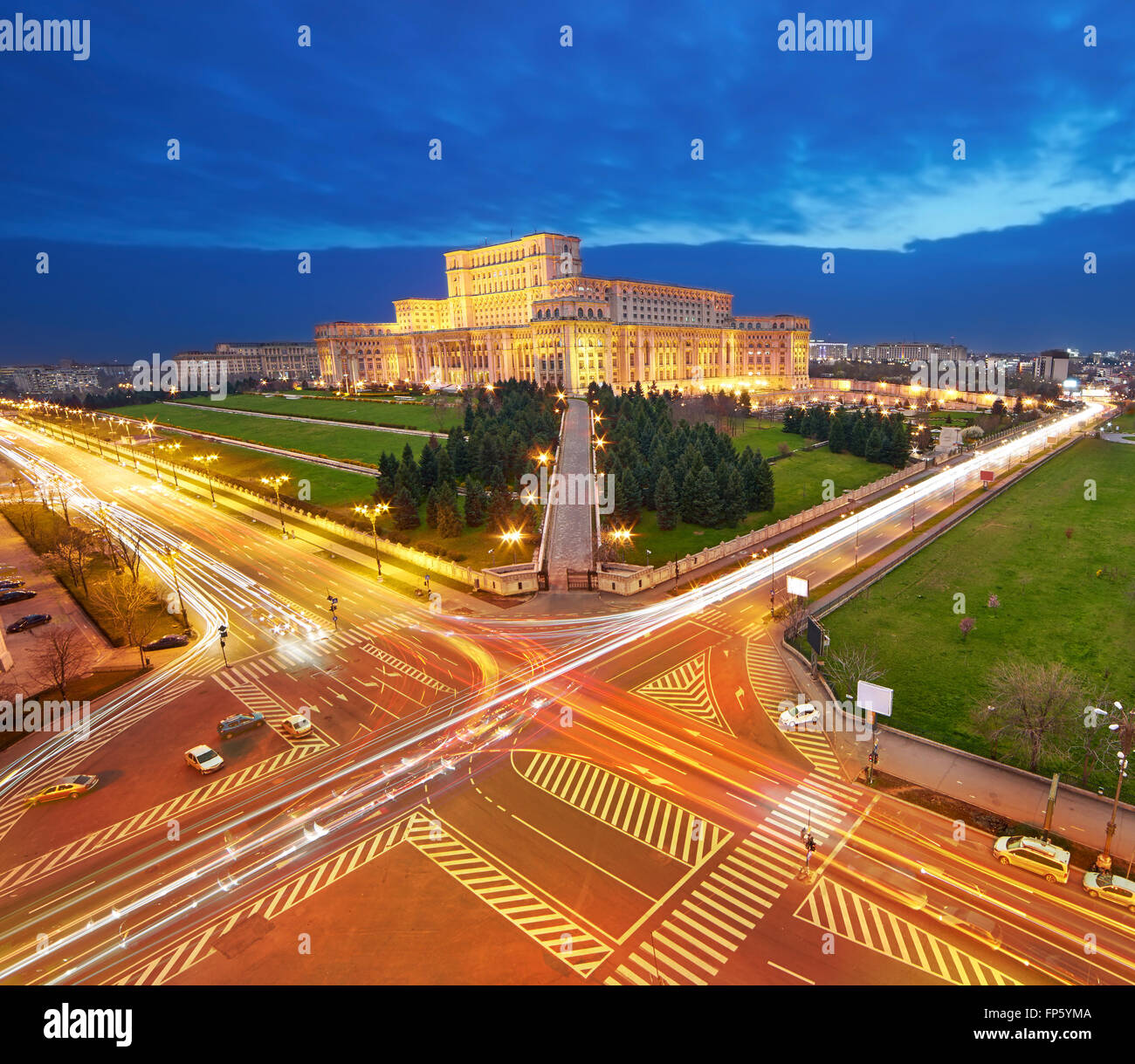 Bucharest Aerial View of Parliament Palace at Sunset Stock Photo - Alamy