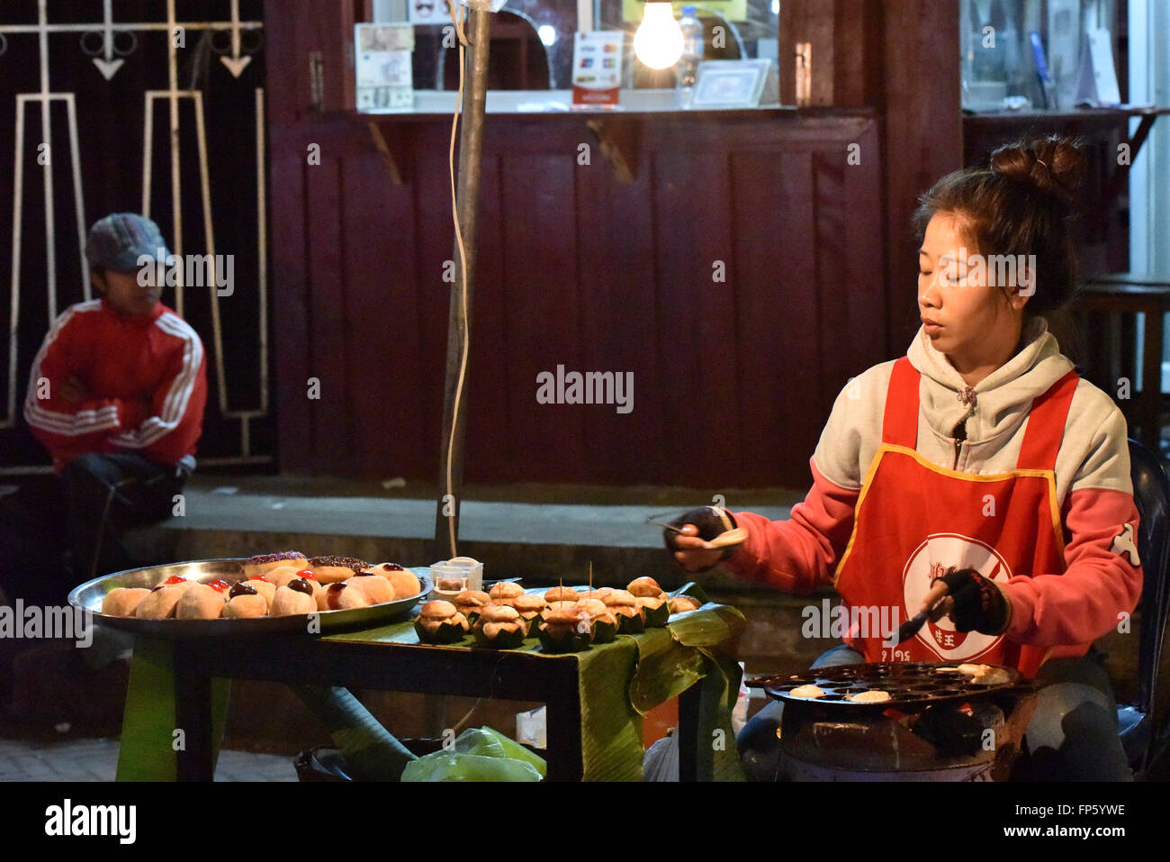 Luang Prabang , night market khao nom kok, bite-sized Lao coconut cakes ...