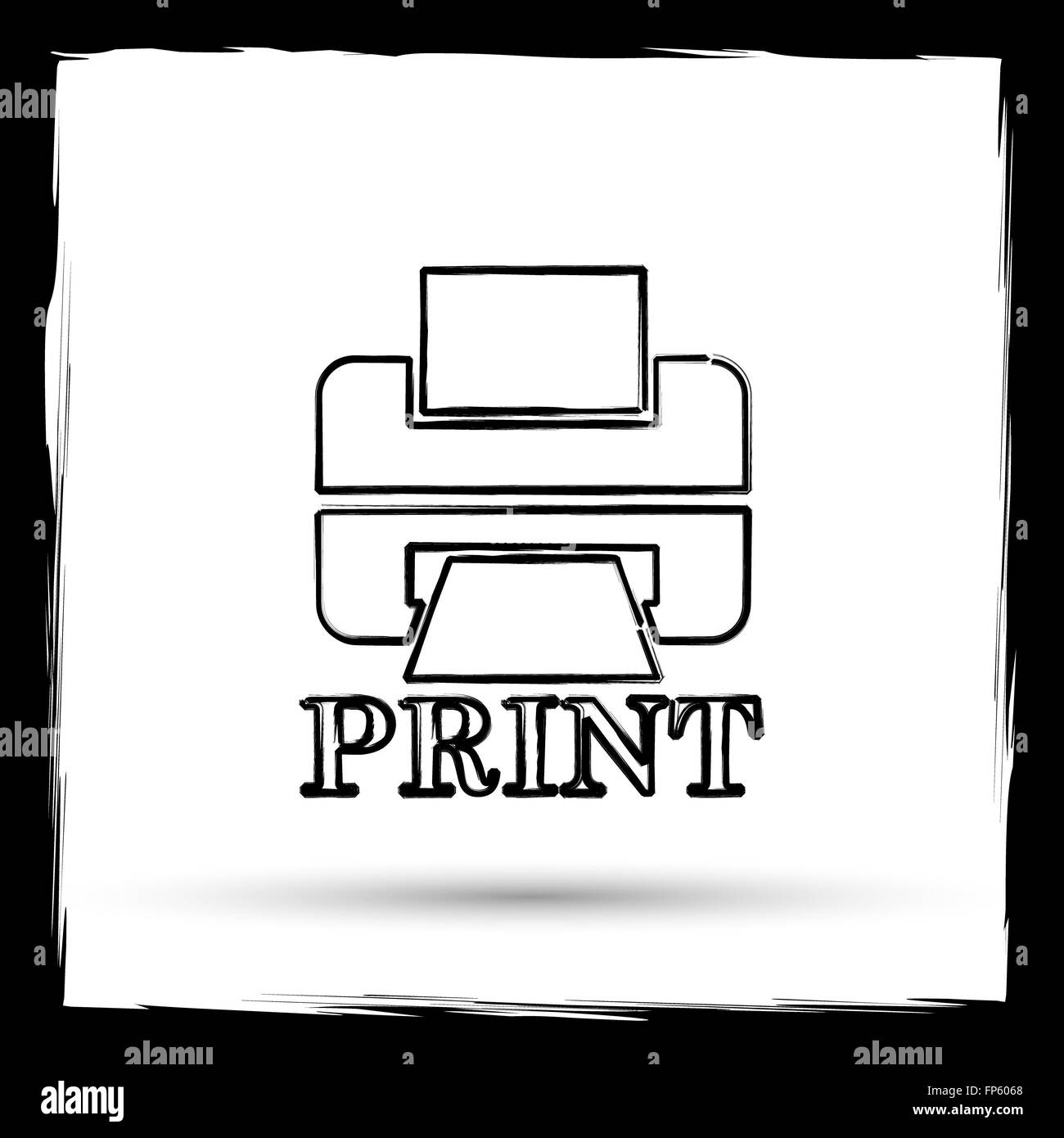 Printer with word PRINT icon. Internet button on white background ...