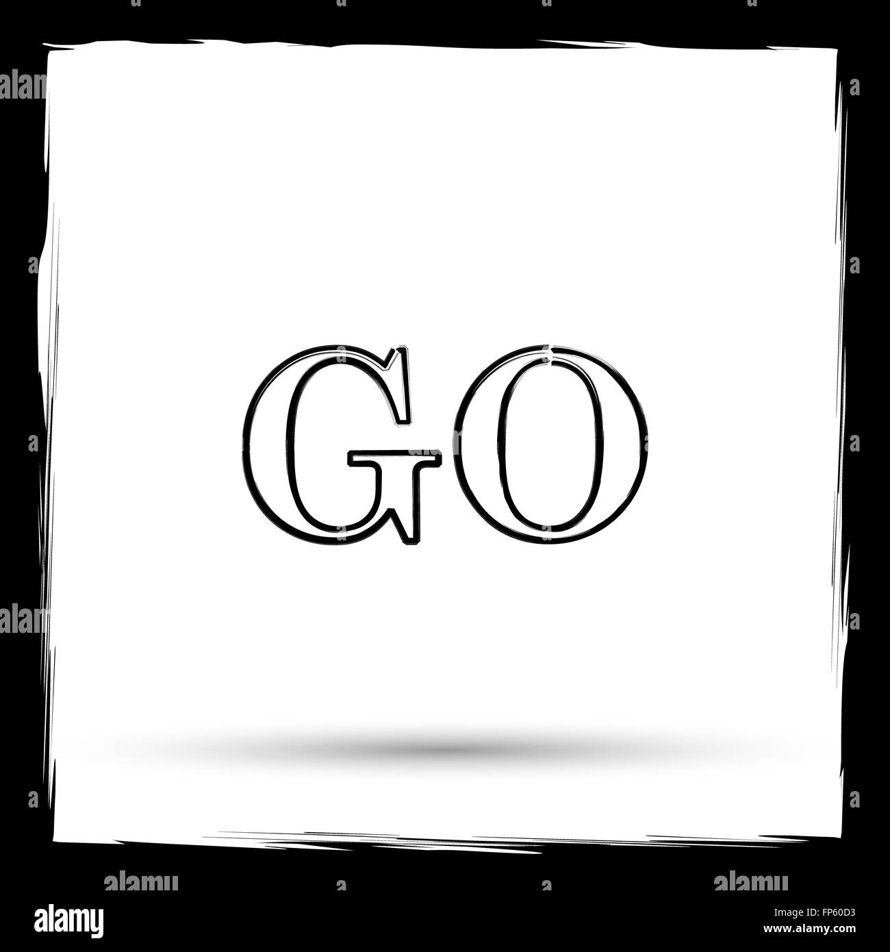 GO icon. Internet button on white background. Outline design imitating ...