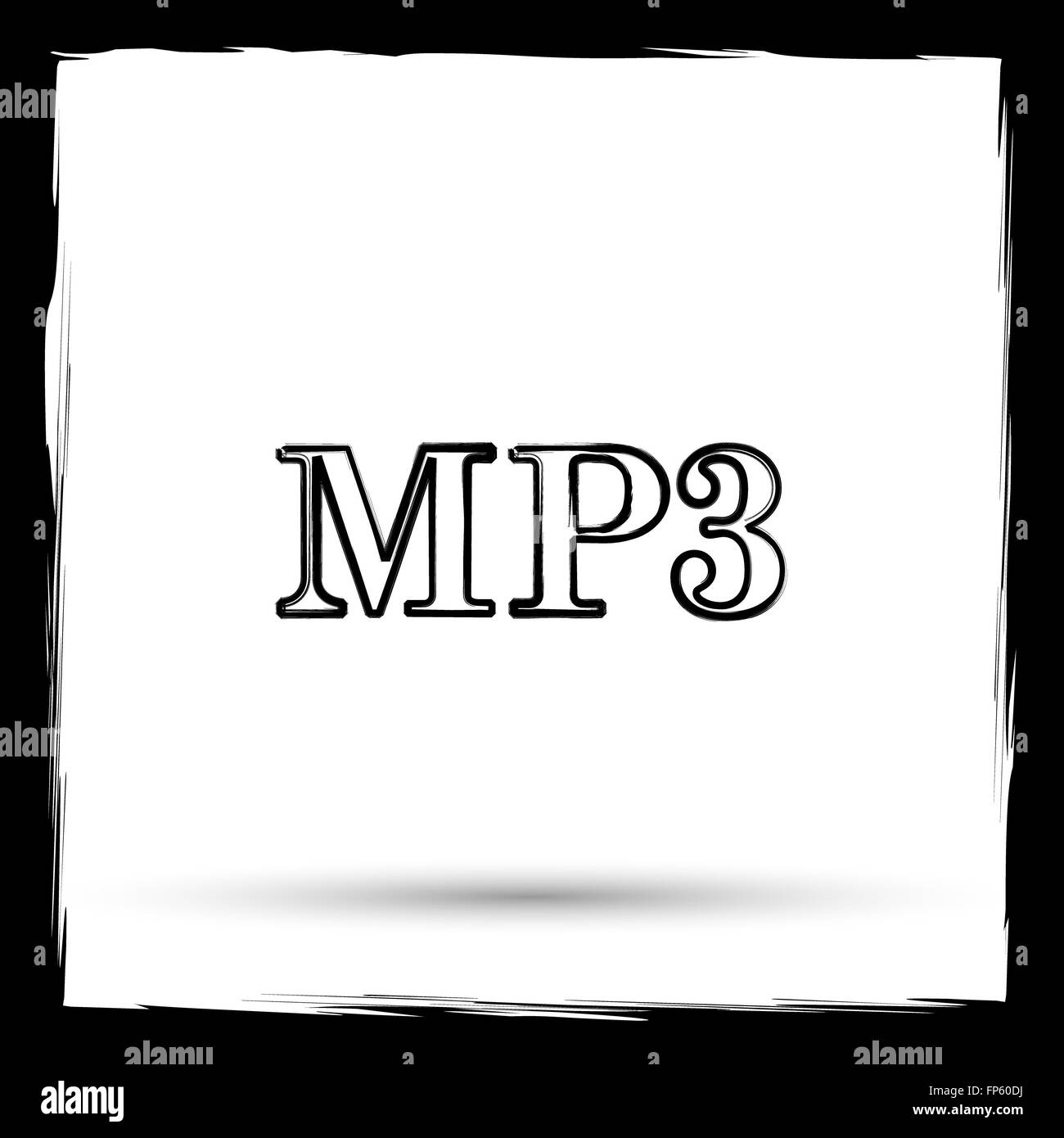 MP3 icon. Internet button on white background. Outline design imitating ...