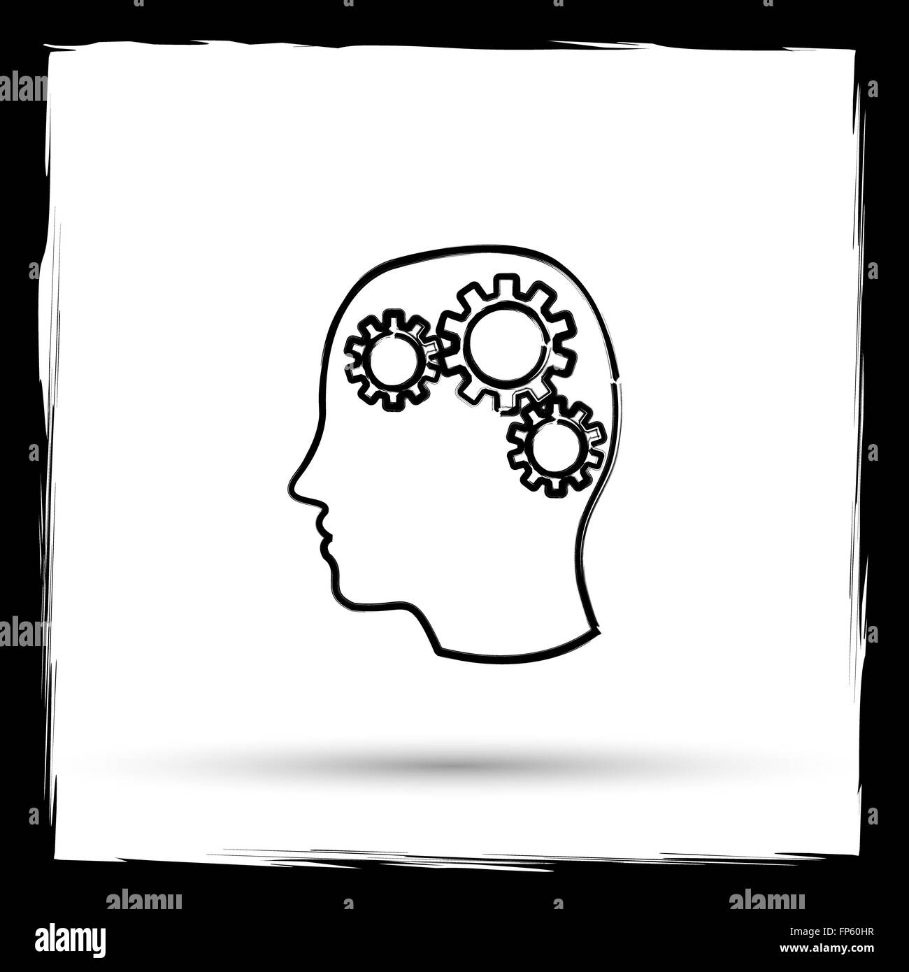 Cogs inside human head outline hi-res stock photography and images - Alamy