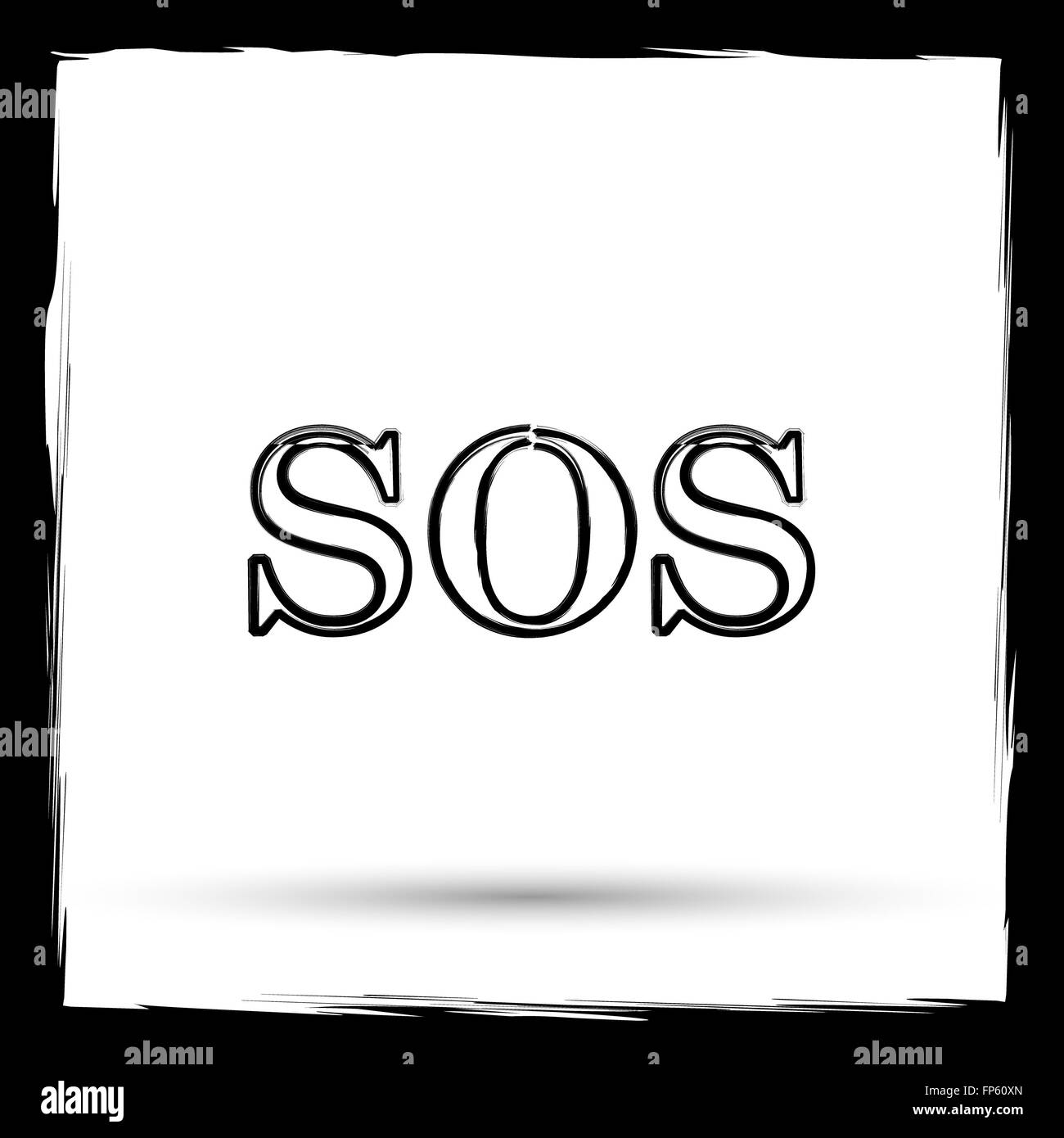 SOS icon. Internet button on white background. Outline design imitating ...
