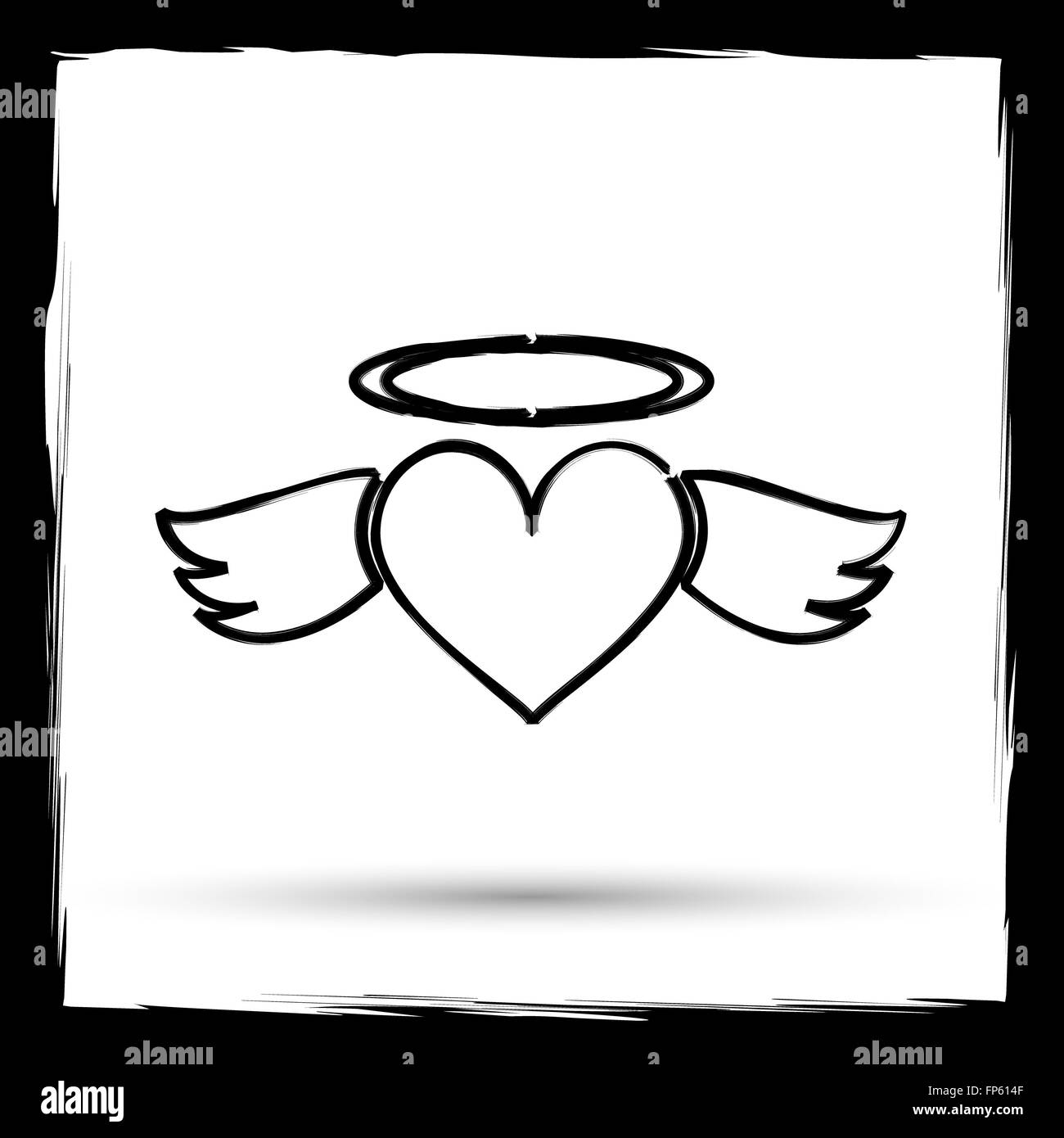 Heart angel icon. Internet button on white background. Outline design ...