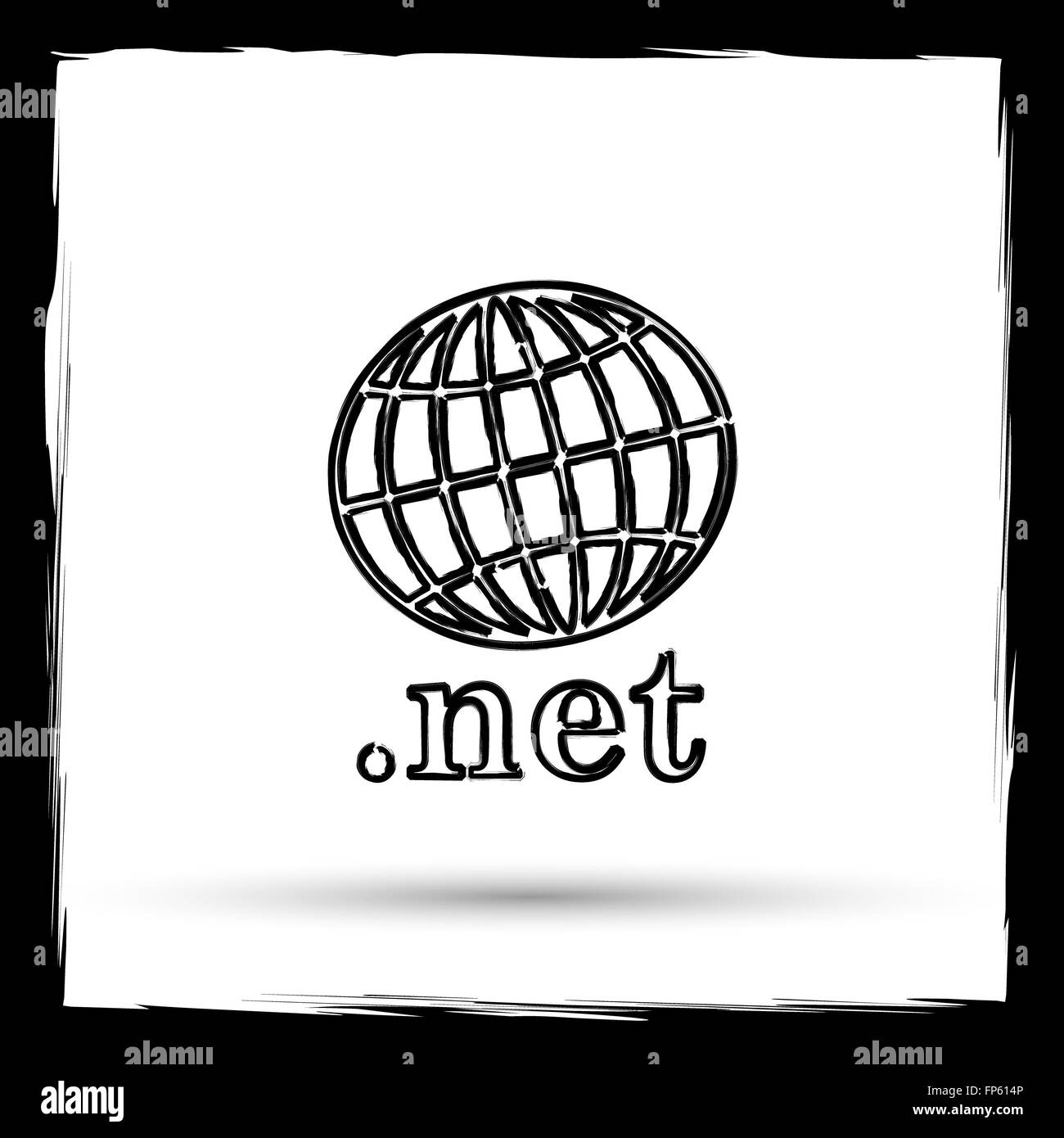 .net icon. Internet button on white background. Outline design ...