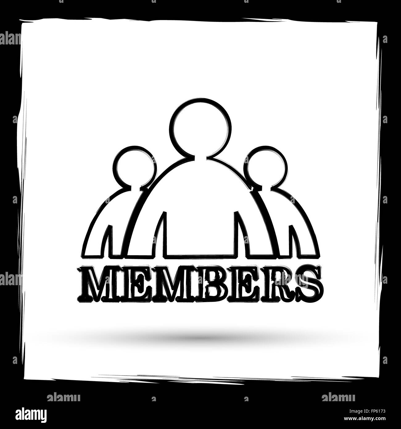 Members icon. Internet button on white background. Outline design ...