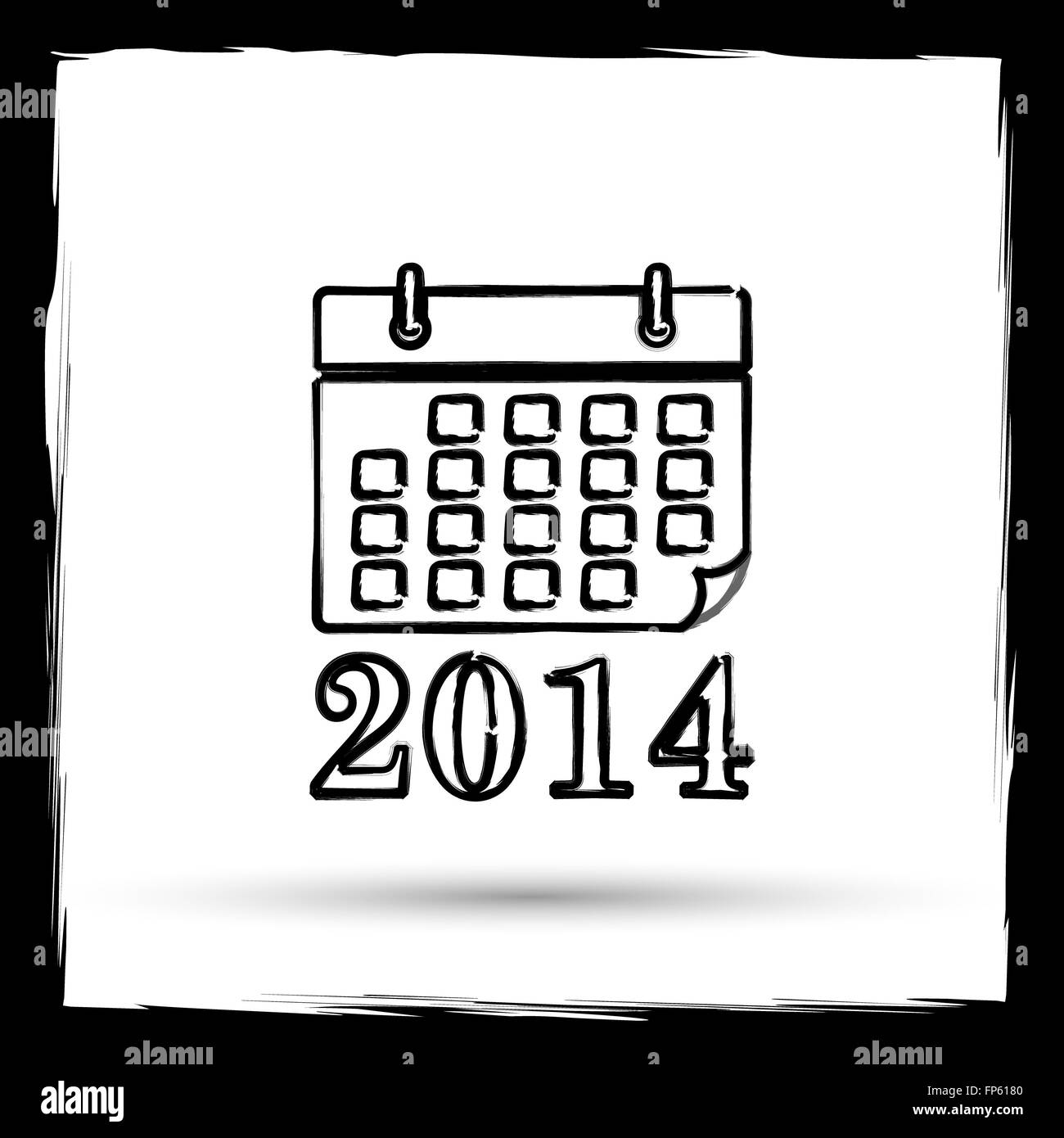 2014 calendar icon. Internet button on white background. Outline design ...