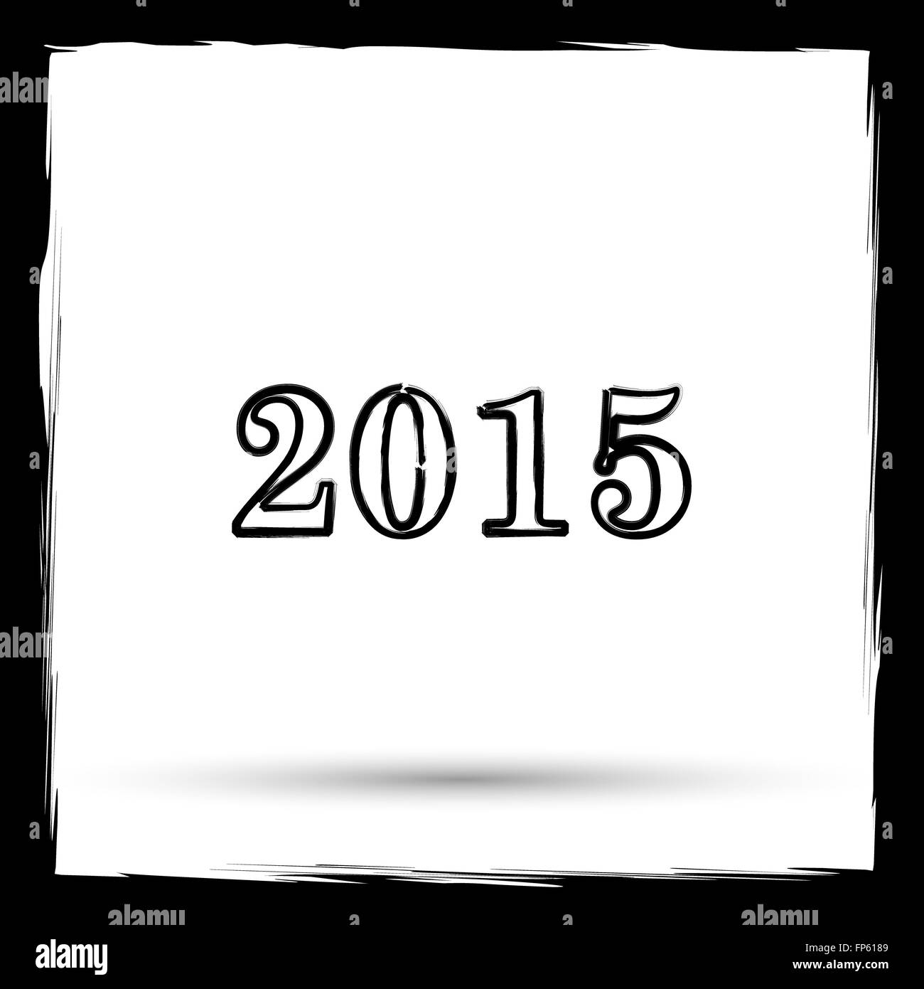 Year 2015 icon. Internet button on white background. Outline design ...