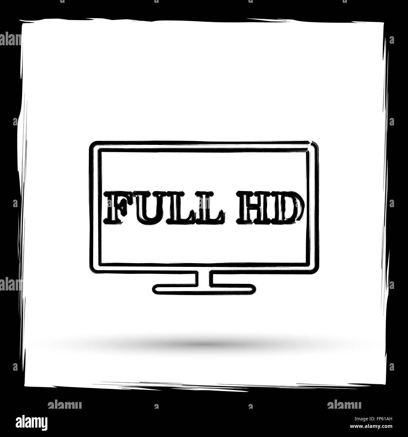 Full HD icon. Internet button on white background. Outline design ...
