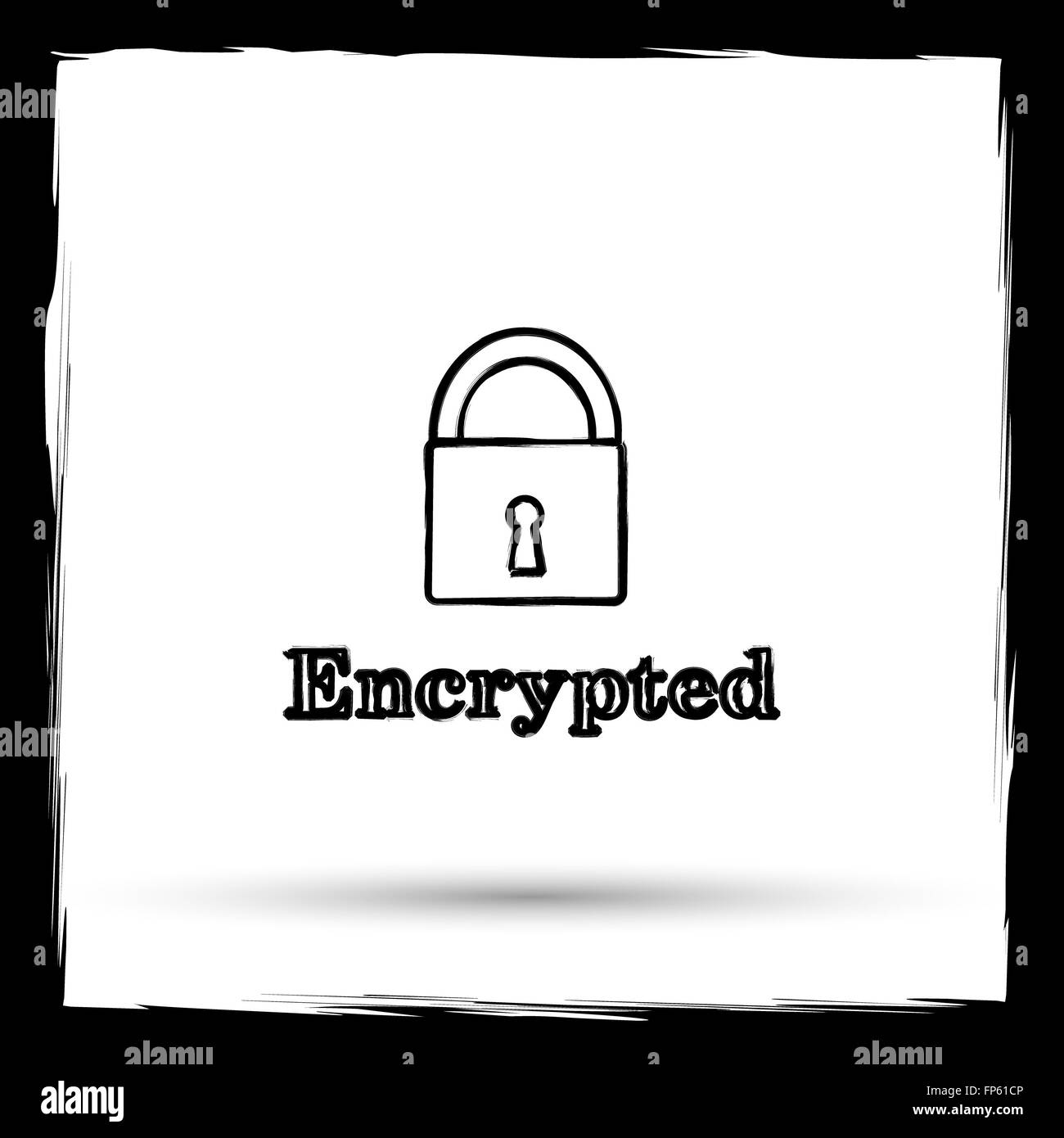 Encrypted icon. Internet button on white background. Outline design ...