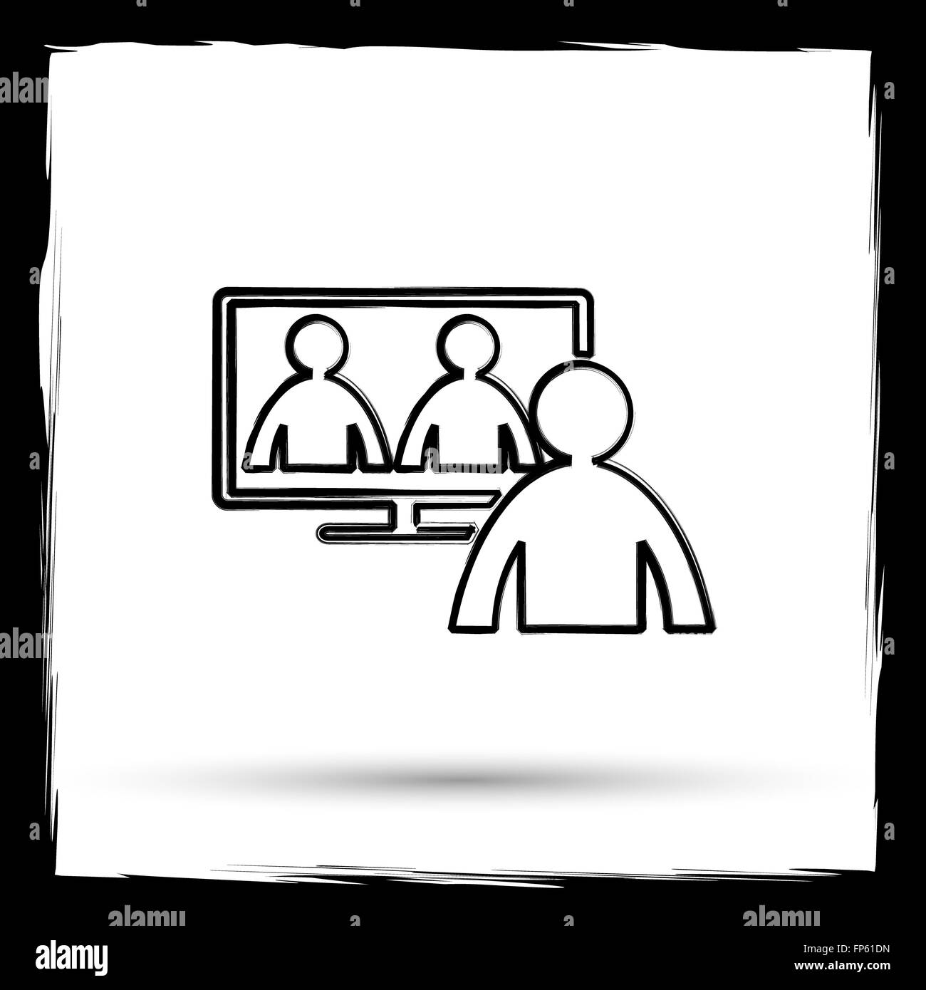 Video conference, online meeting icon. Internet button on white ...