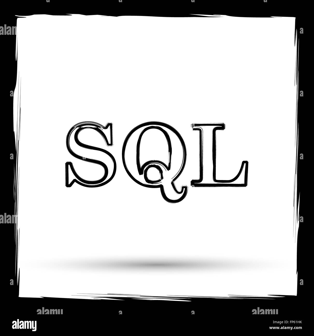 SQL icon. Internet button on white background. Outline design imitating ...