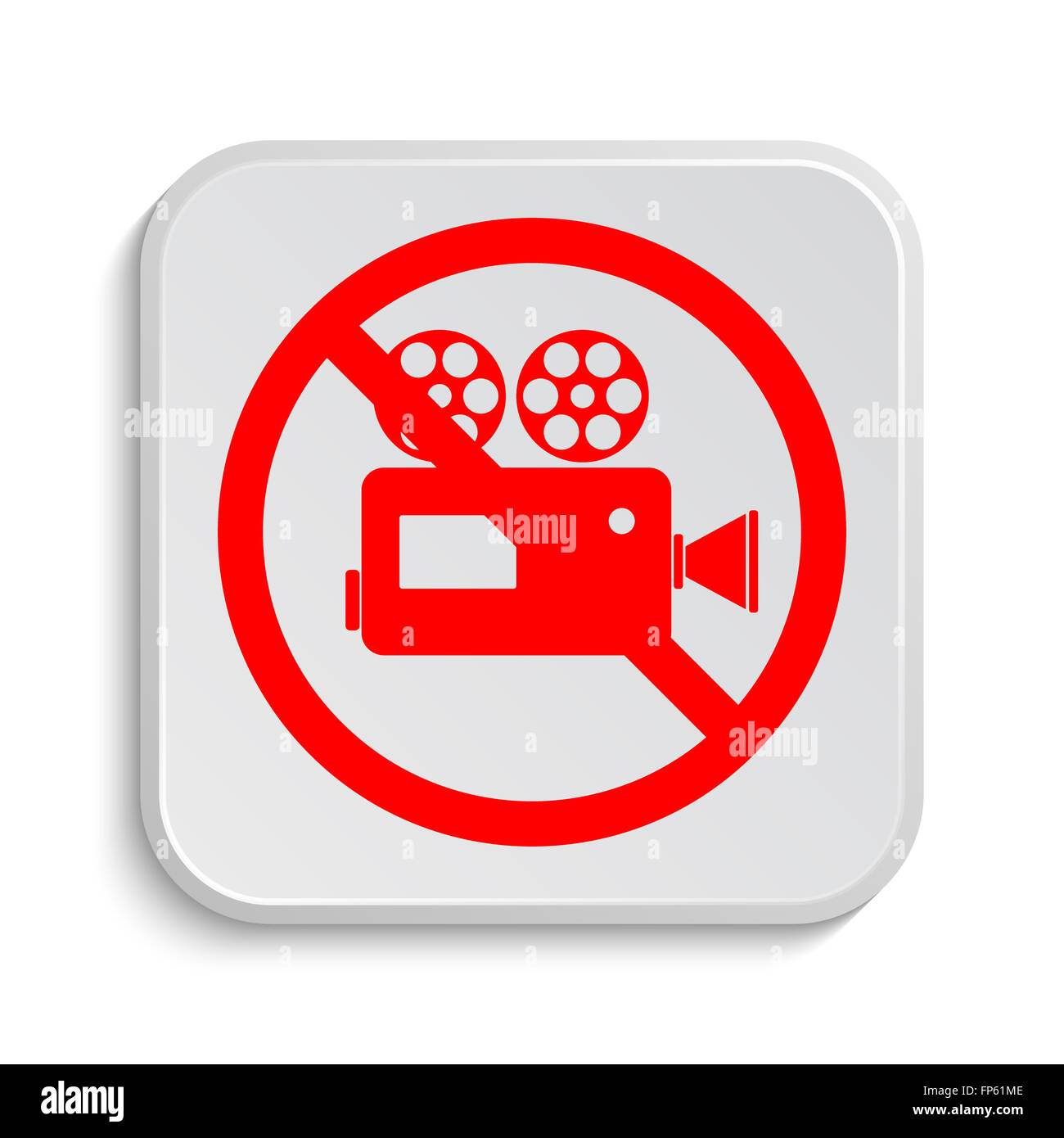 Forbidden video camera icon. Internet button on white background Stock ...