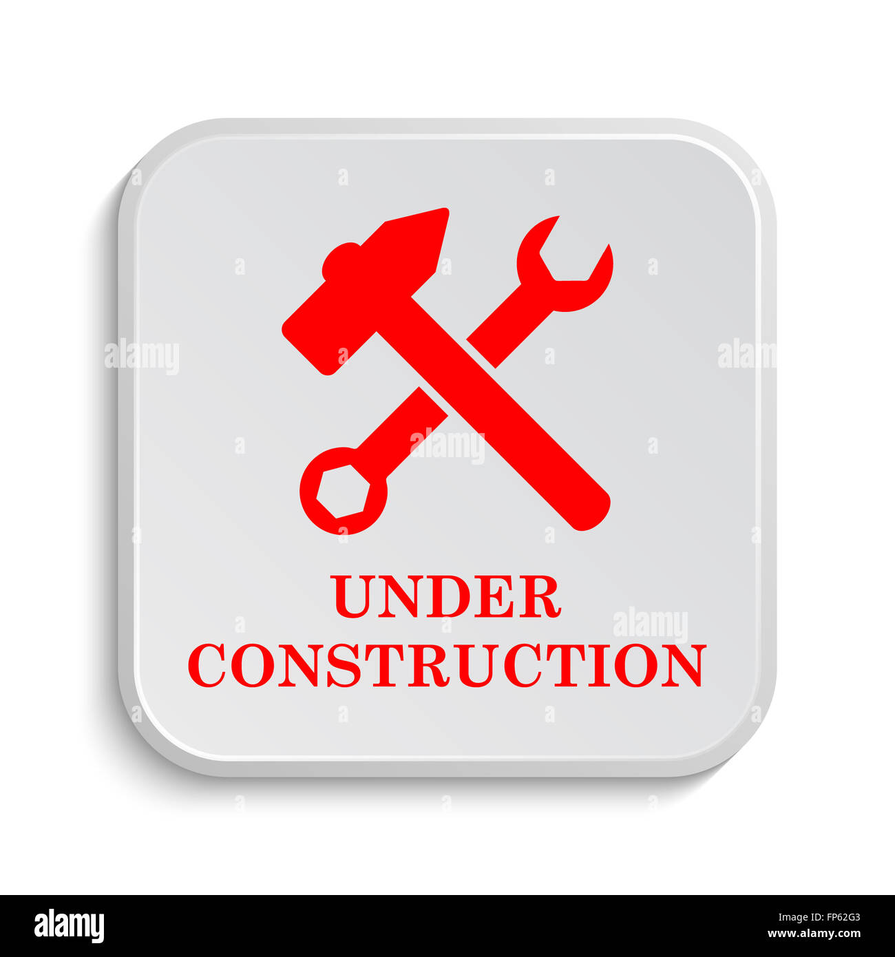 Under construction icon. Internet button on white background Stock ...