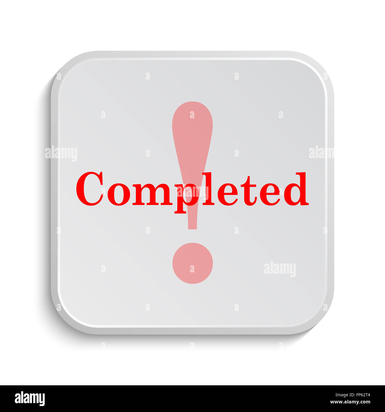 Completed icon. Internet button on white background Stock Photo - Alamy