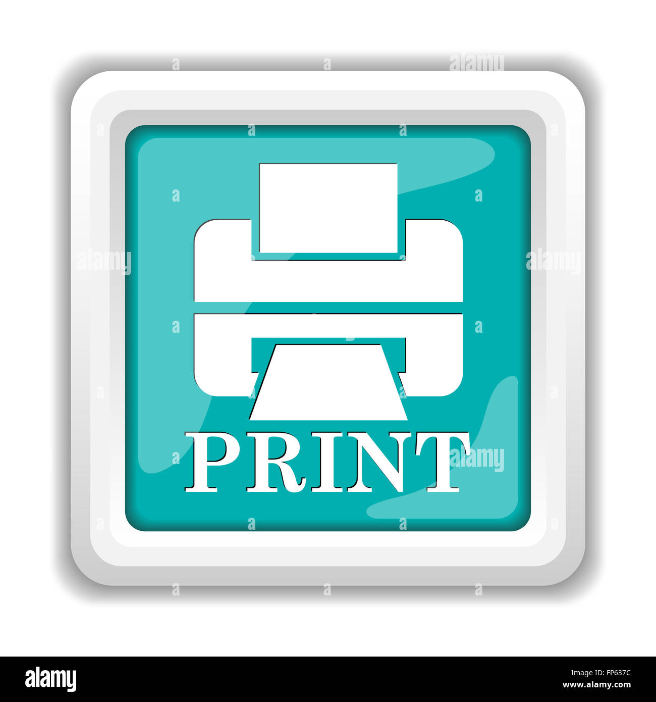 Printer with word PRINT icon. Internet button on white background Stock ...