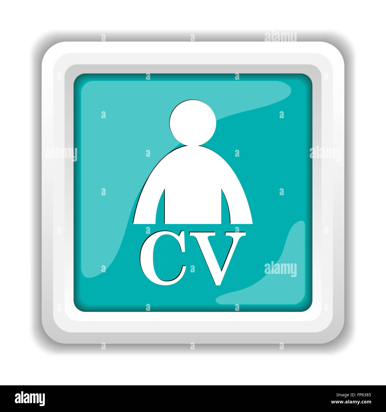 CV icon. Internet button on white background Stock Photo - Alamy