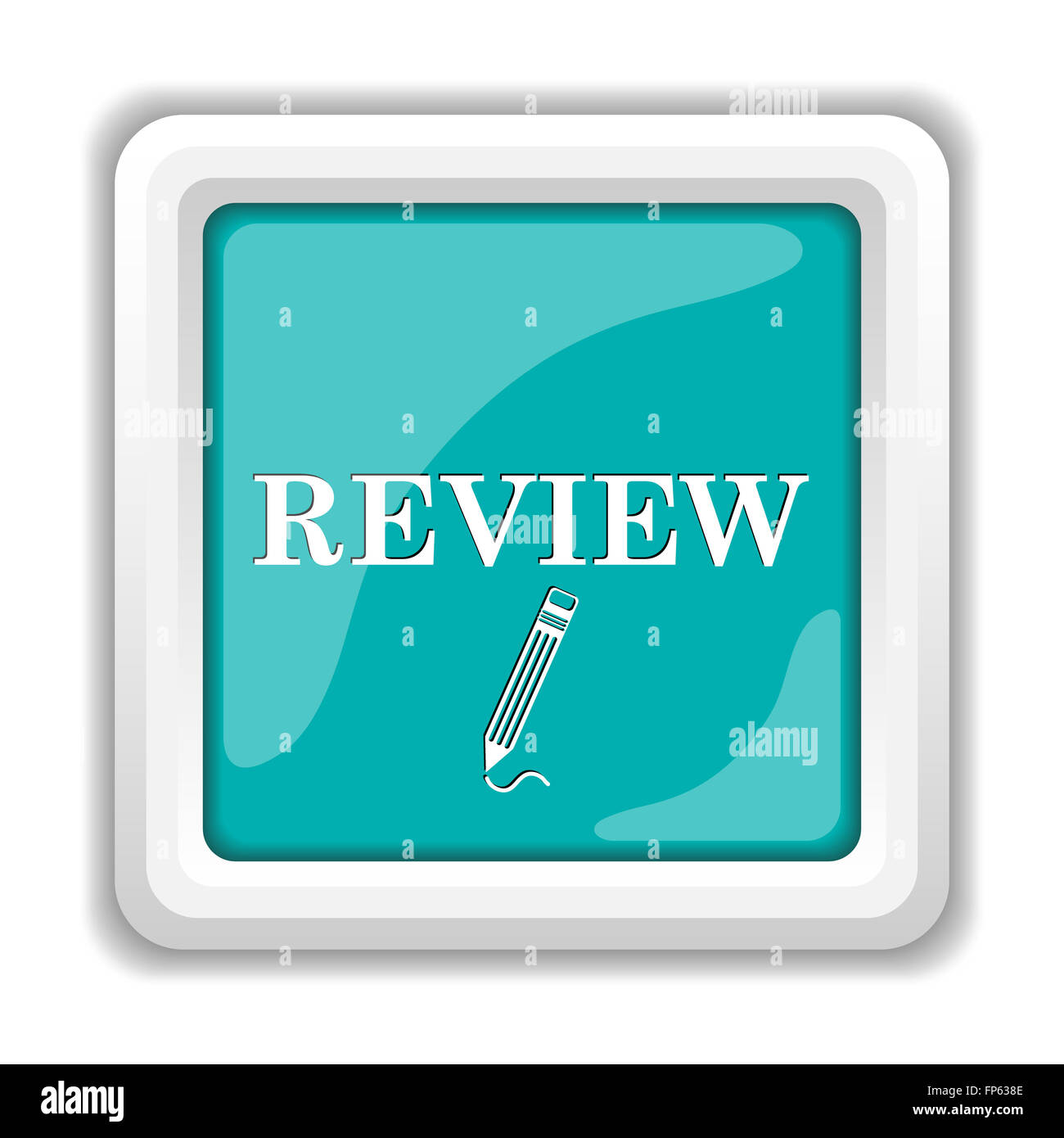Review icon. Internet button on white background Stock Photo - Alamy