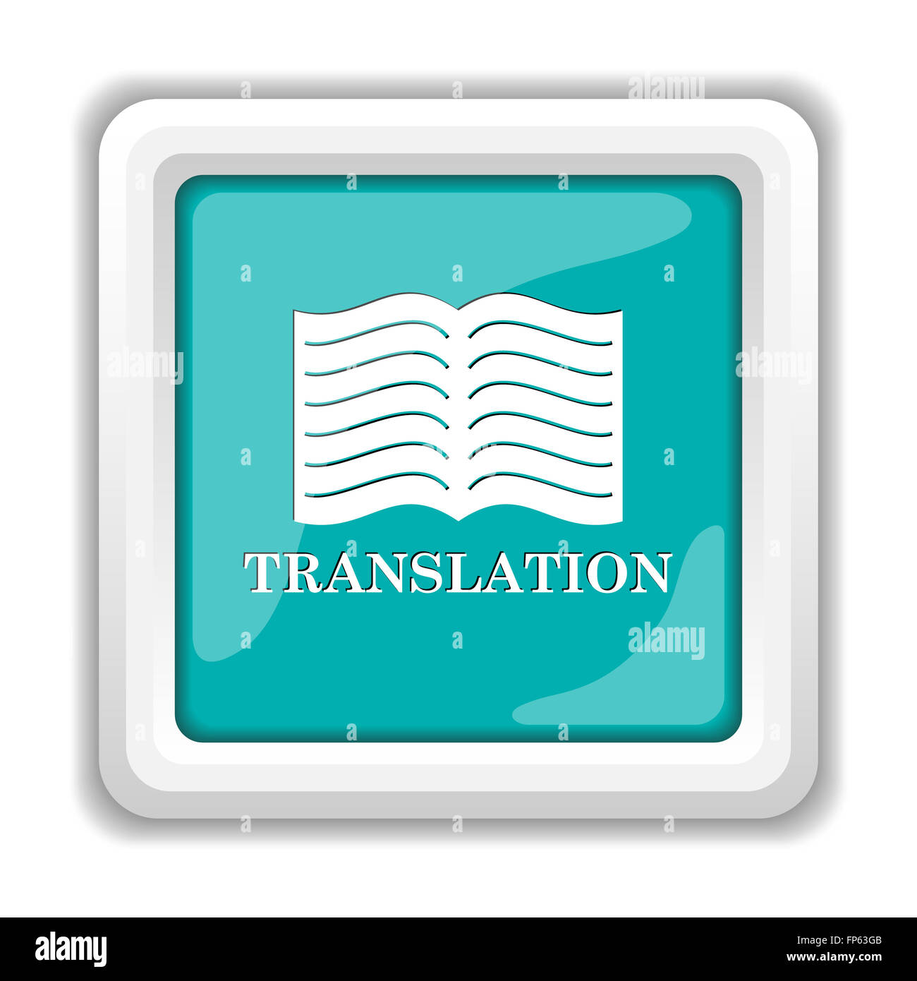 Translation book icon. Internet button on white background Stock Photo ...