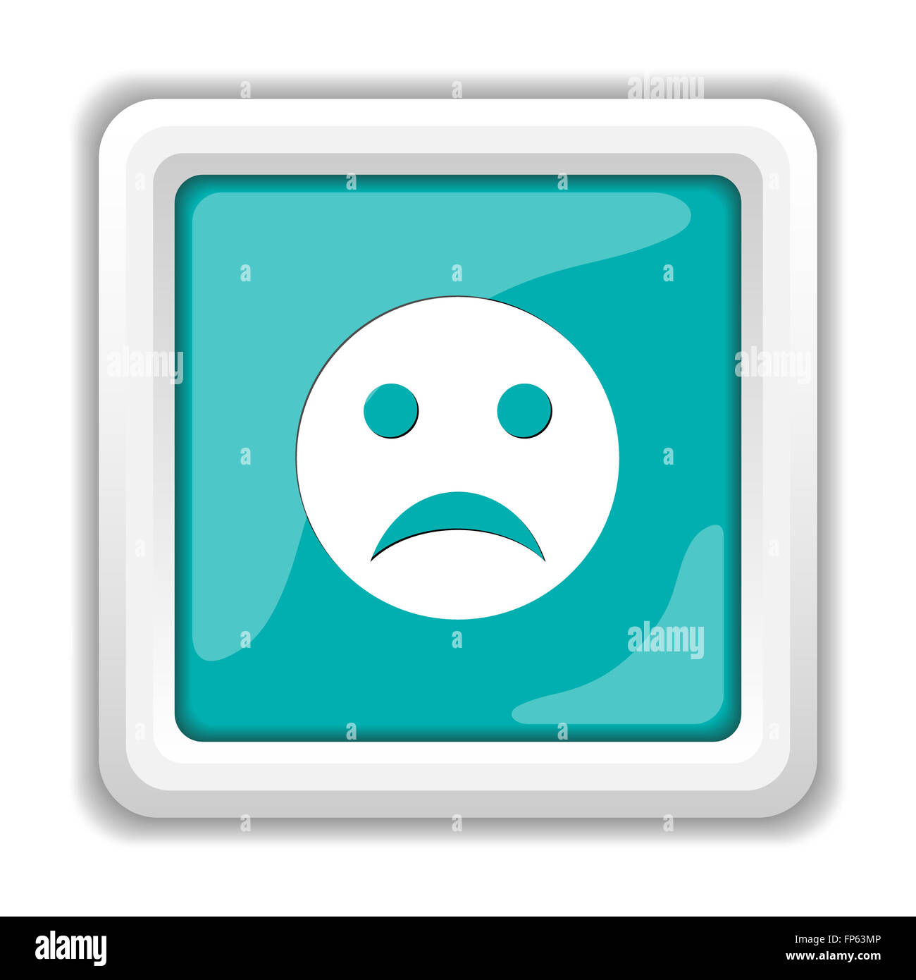 Sad smiley icon. Internet button on white background Stock Photo - Alamy