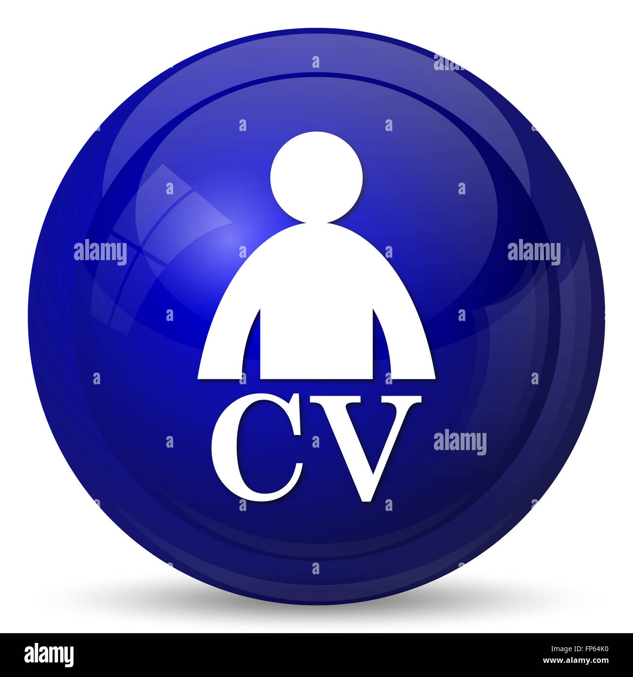 CV icon. Internet button on white background Stock Photo - Alamy