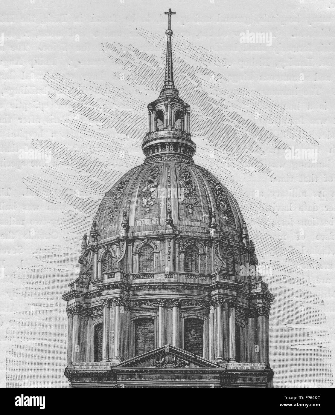 PARIS: Dome of the Hotel des Invalides, antique print 1882 Stock Photo ...