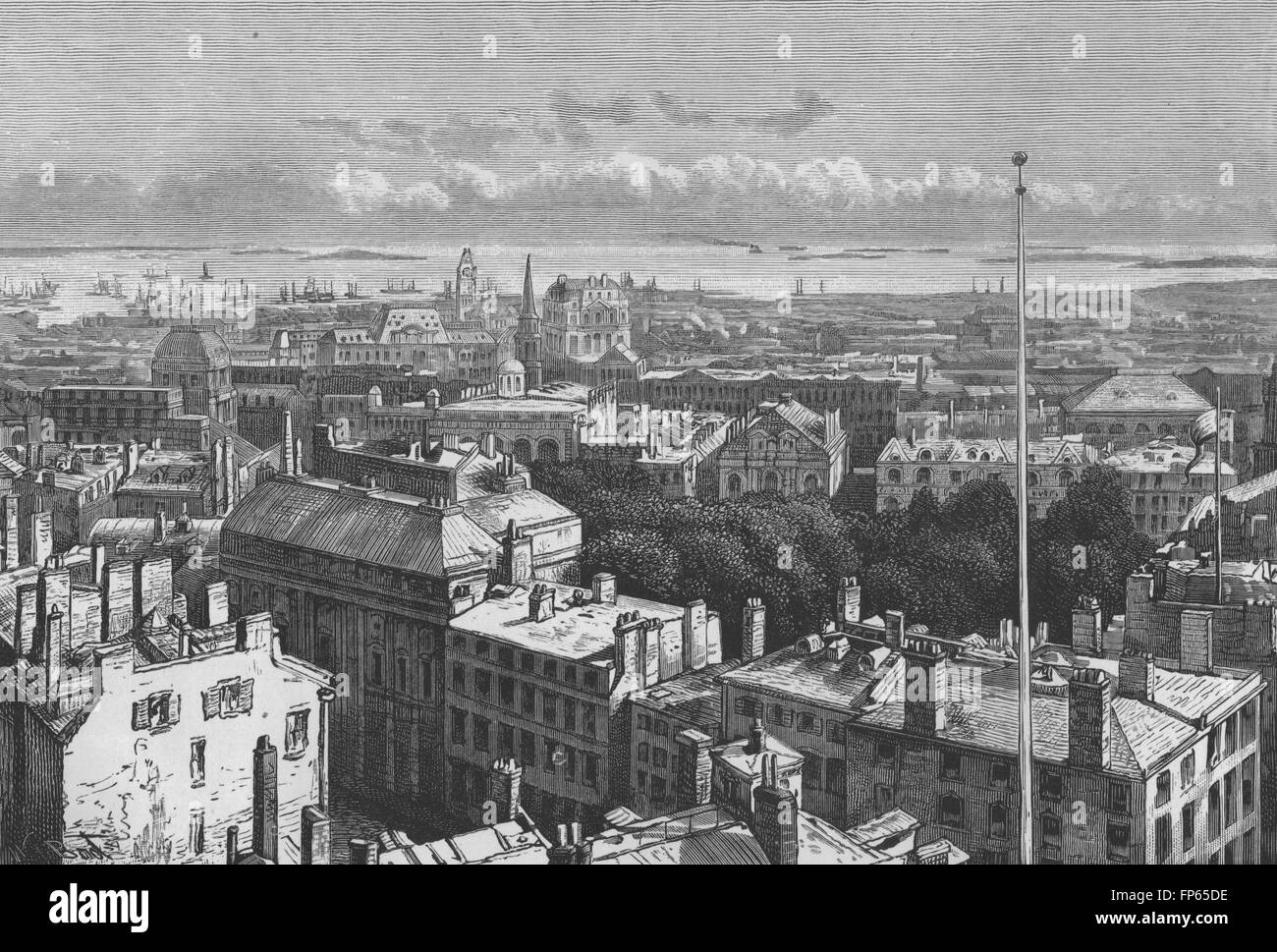 BOSTON: View of Boston, from the State House, antique print 1882 Stock ...