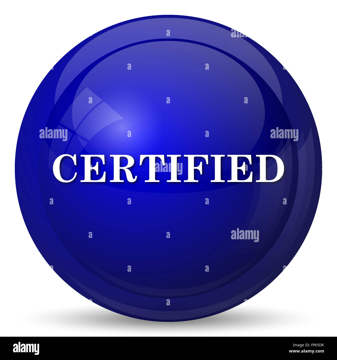 Certified icon. Internet button on white background Stock Photo - Alamy