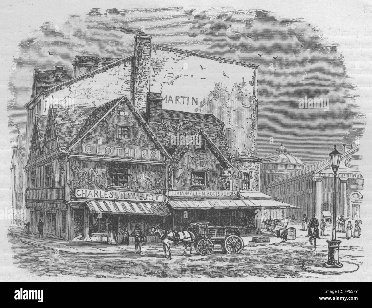 BOSTON: Old House, Dock Square, where the Tea-Plot was hatched, old ...